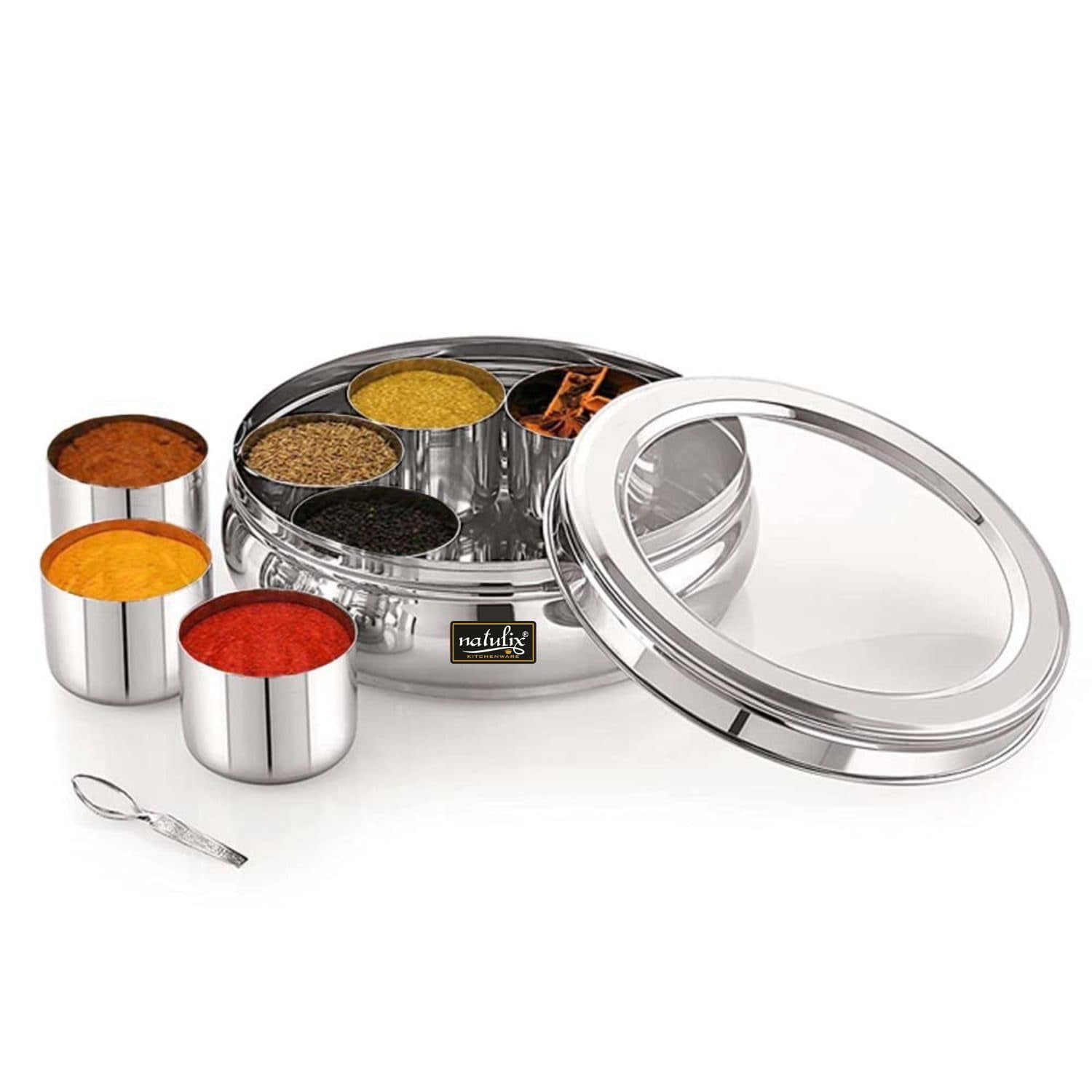 NATULIX Stainless Steel Masala box for Kitchen Spice Box for for ...