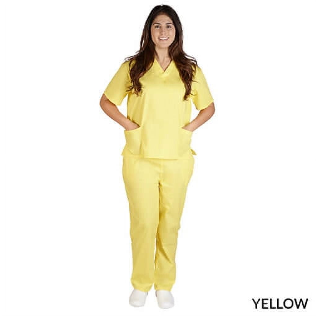 NATURAL UNIFORMS WOMENS SOLID V-NECK SCRUB SET FREE SHIPPING - Walmart.com