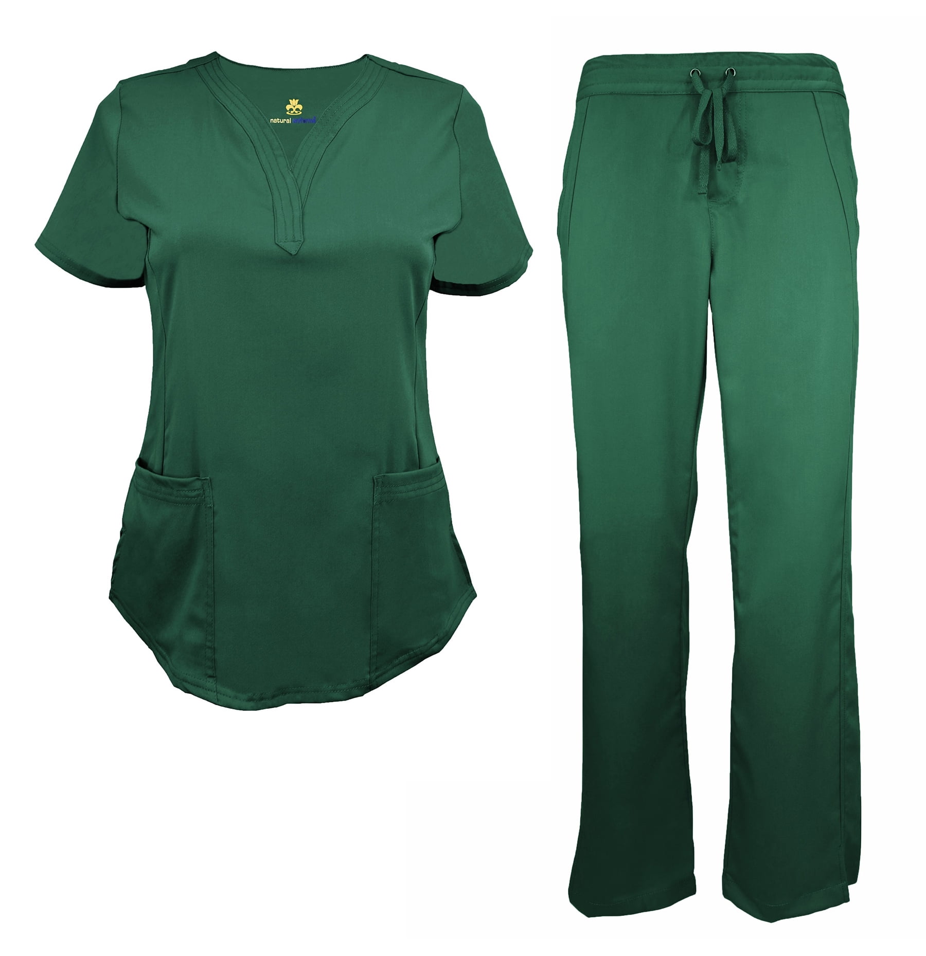 Natural Uniforms Women's Stretch Scrub Set with V-Neck Top, Comfortable ...