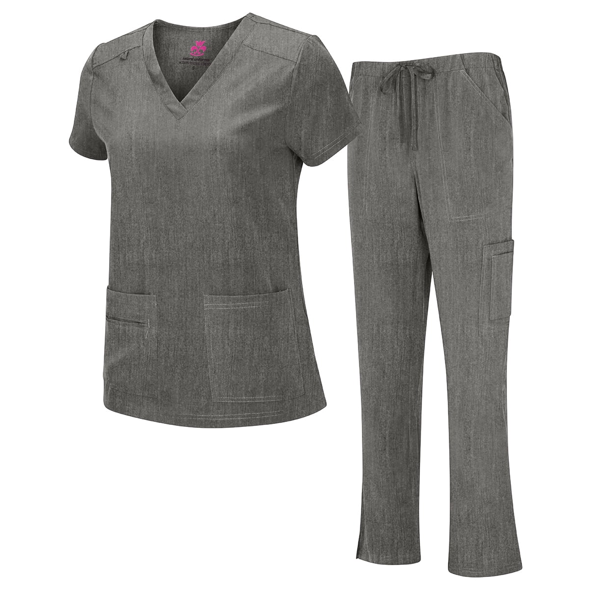 NATURAL UNIFORMS Womens Scrub Set Lightweight Stretch with 12 Pockets ...
