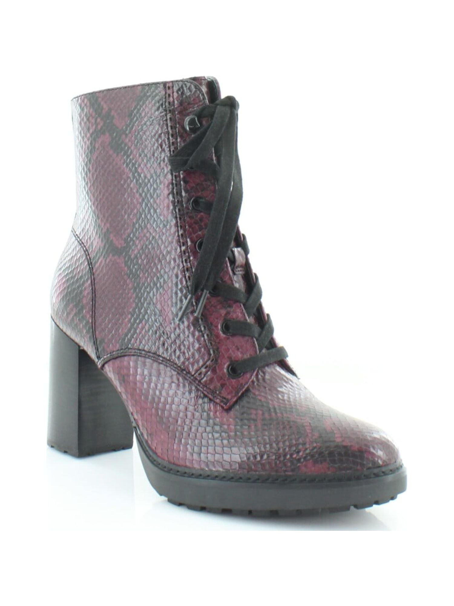 NATURALIZER Womens Burgundy Side Zip Lug Sole Callie Round Toe Stacked ...