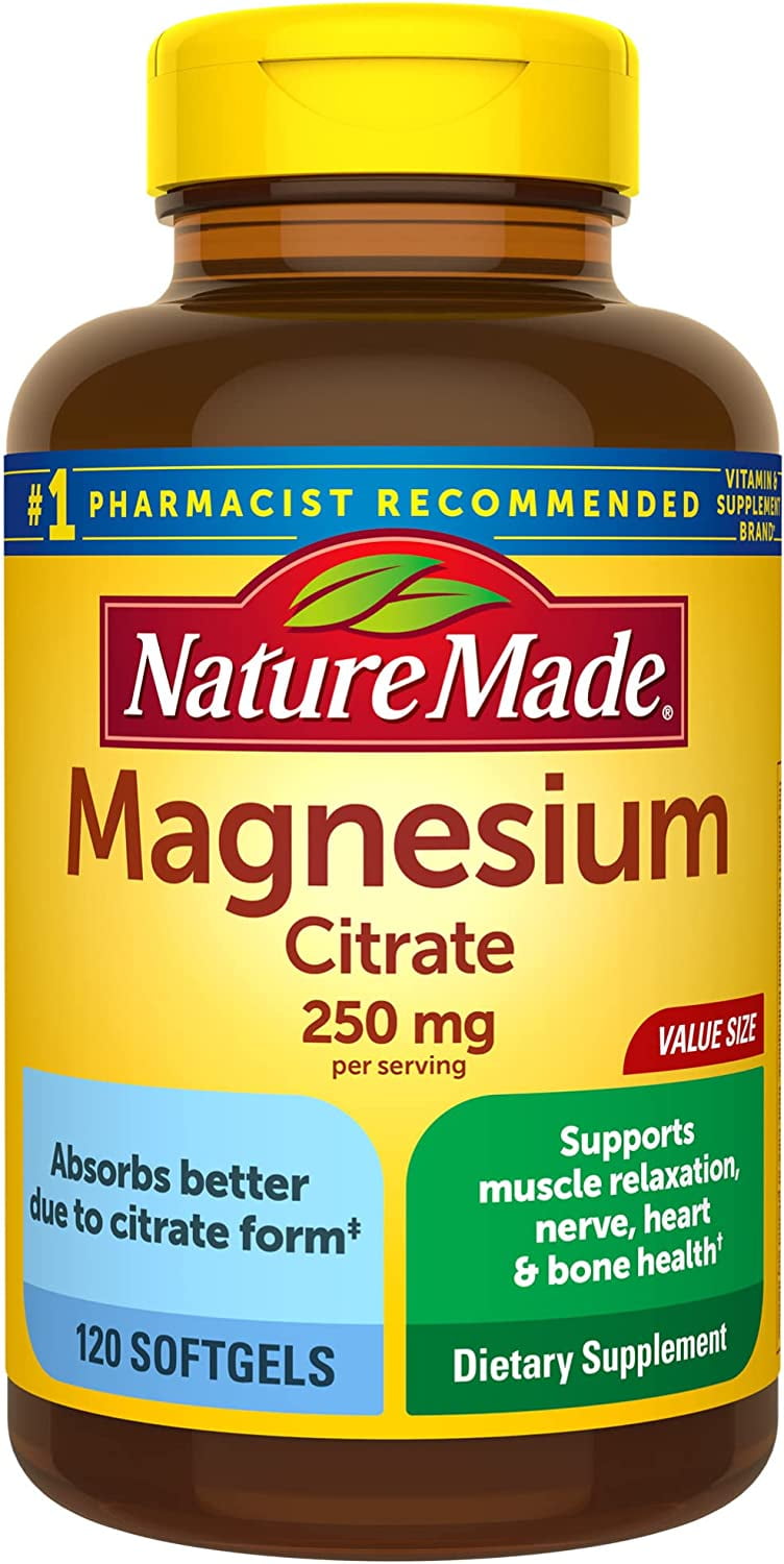 Nature Made, Magnesium Citrate Softgels, 120 ct, 250 mg - Walmart.com