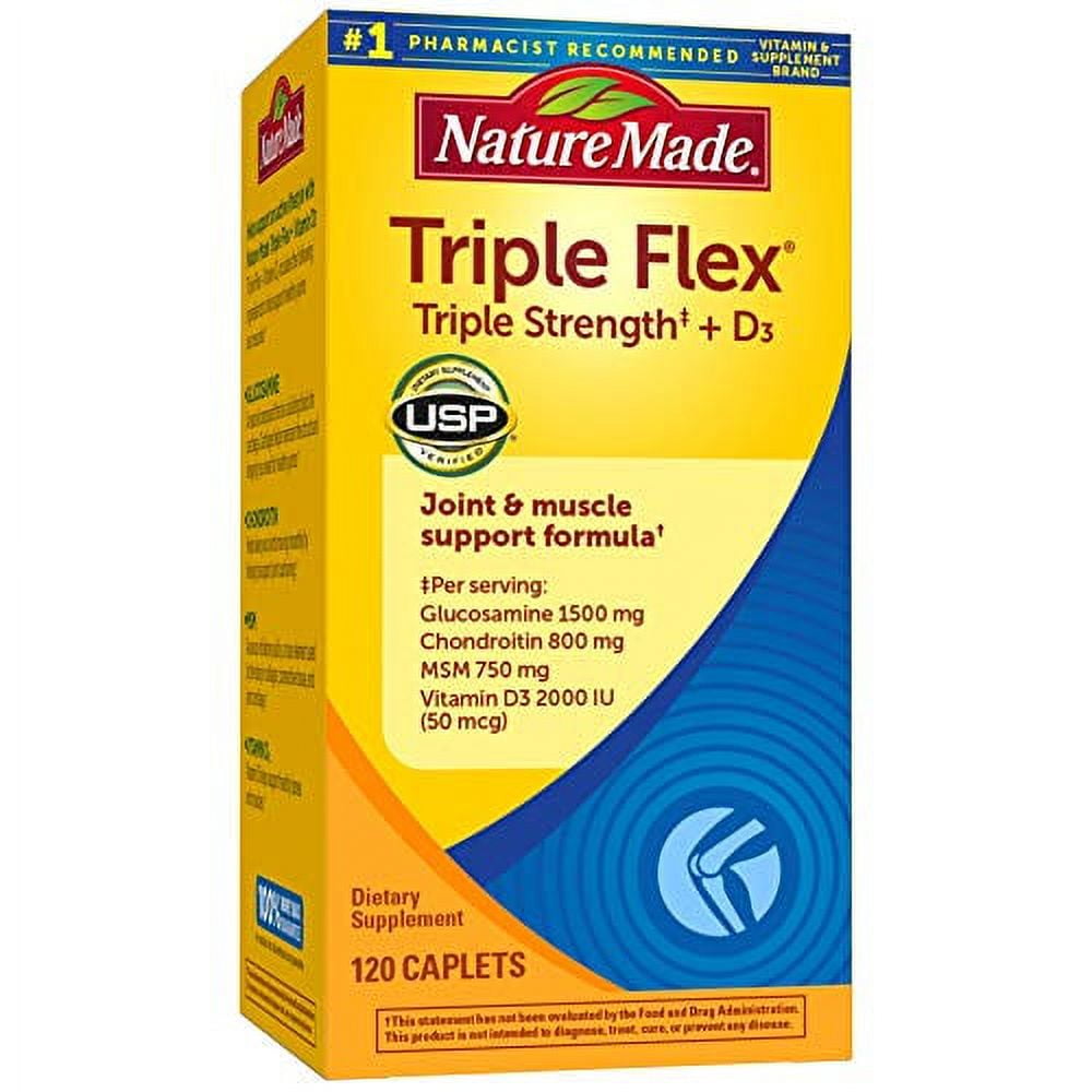 Nature Made Triple Flex, Triple Strength + D3, 120 Caplets HSA/FSA ...