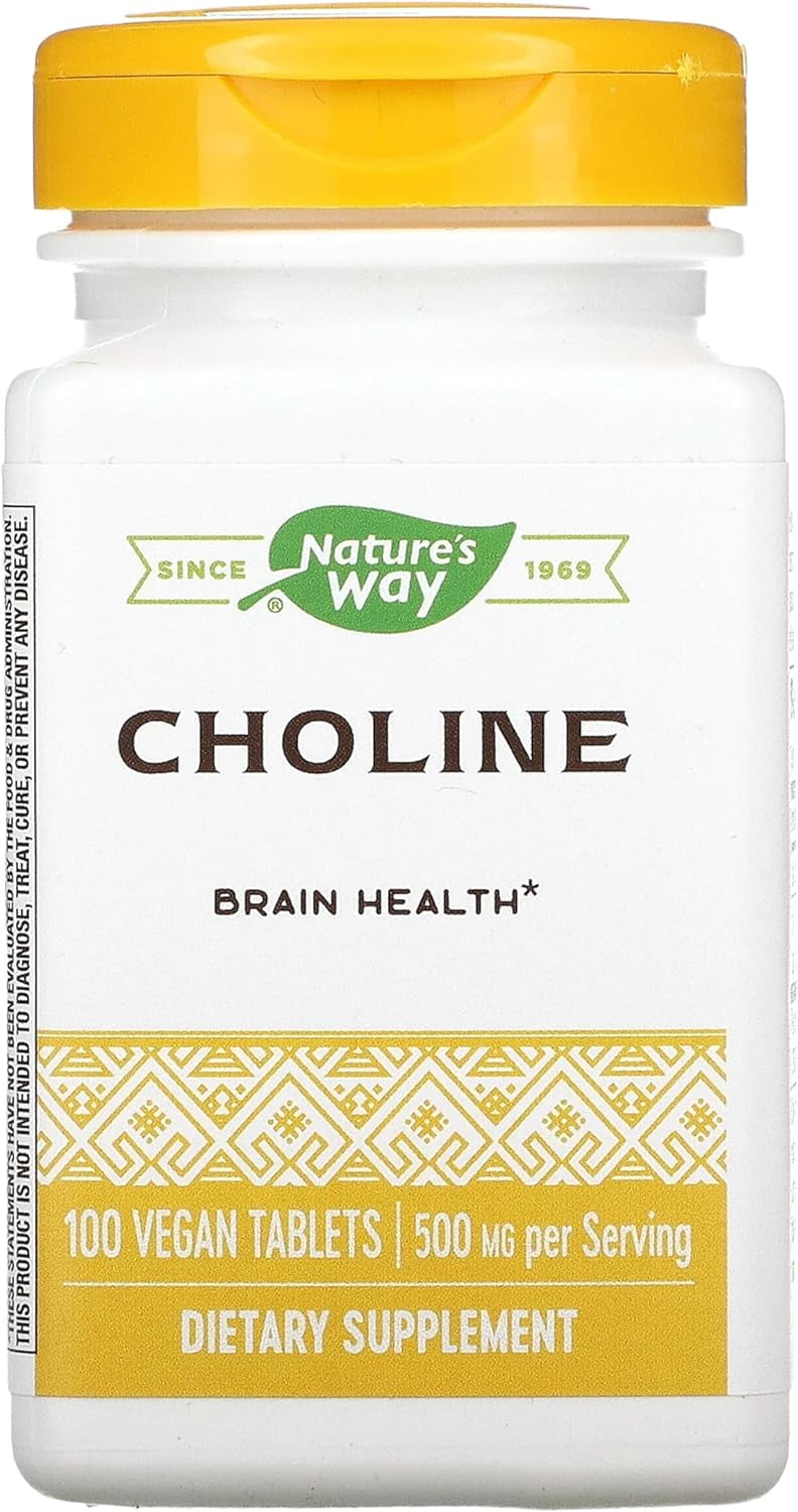Nature's Way Choline Tablets Supplement for Brain Health, 100 Count ...
