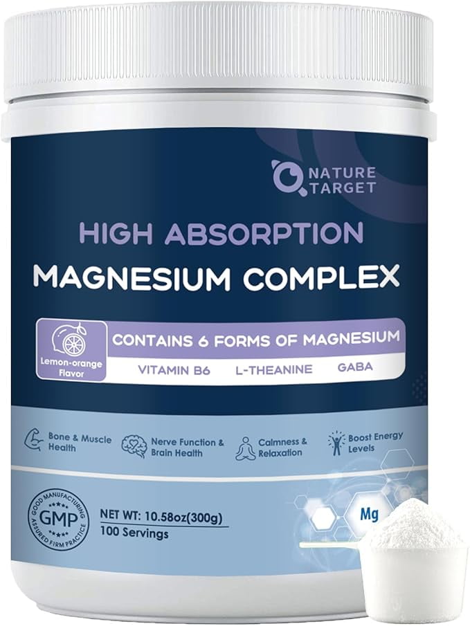 NATURE TARGET Magnesium Powder Supplement with Glycinate Citrate Malate ...