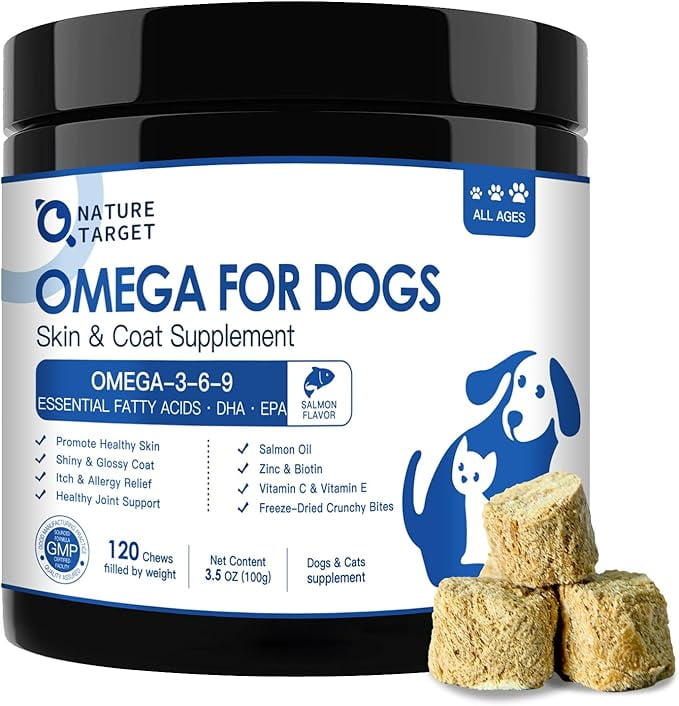 NATURE TARGET Omega 3 Fish Oil for Dogs Salmon Oil for Skin and Coat ...