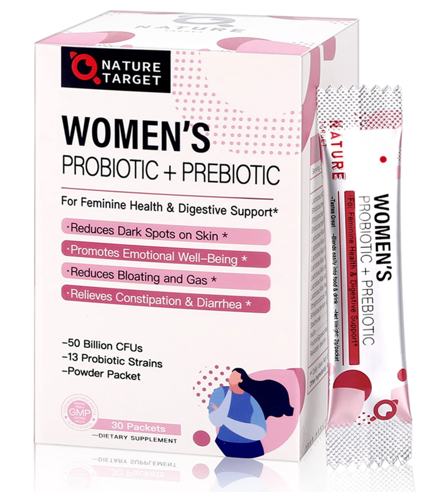 NATURE TARGET Probiotics for Women Probiotic Powder Supplement ...