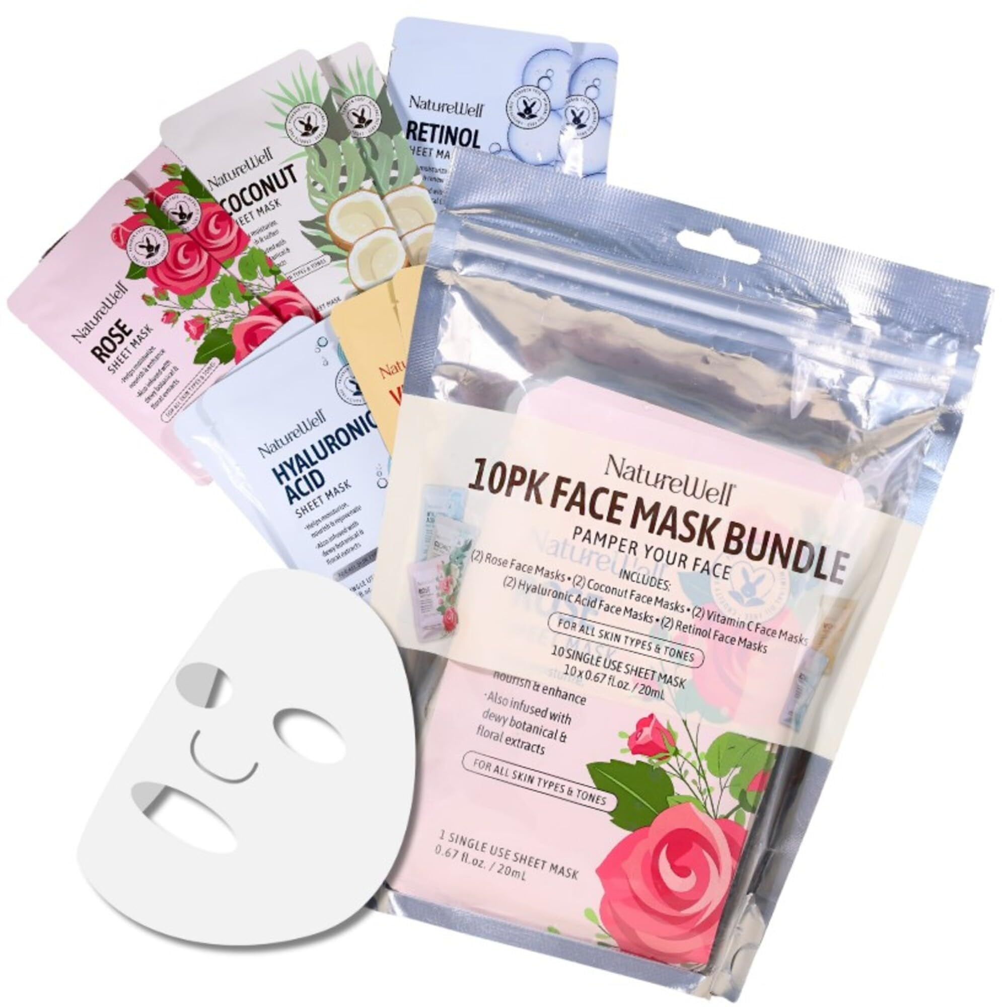 NATURE WELL Single Use Face HYZ01 Mask Sheet Skincare Treatment ...