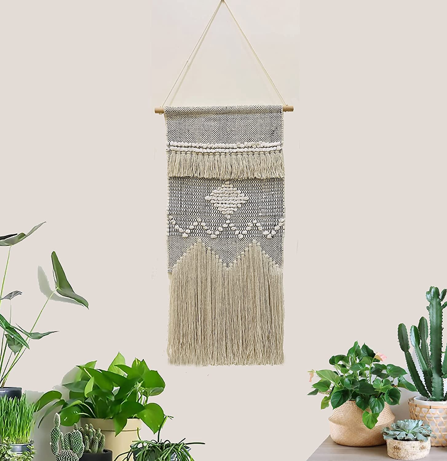 NATURE4U Woven Wall Hanging Home Decor Bohemian Beige Geometric ...