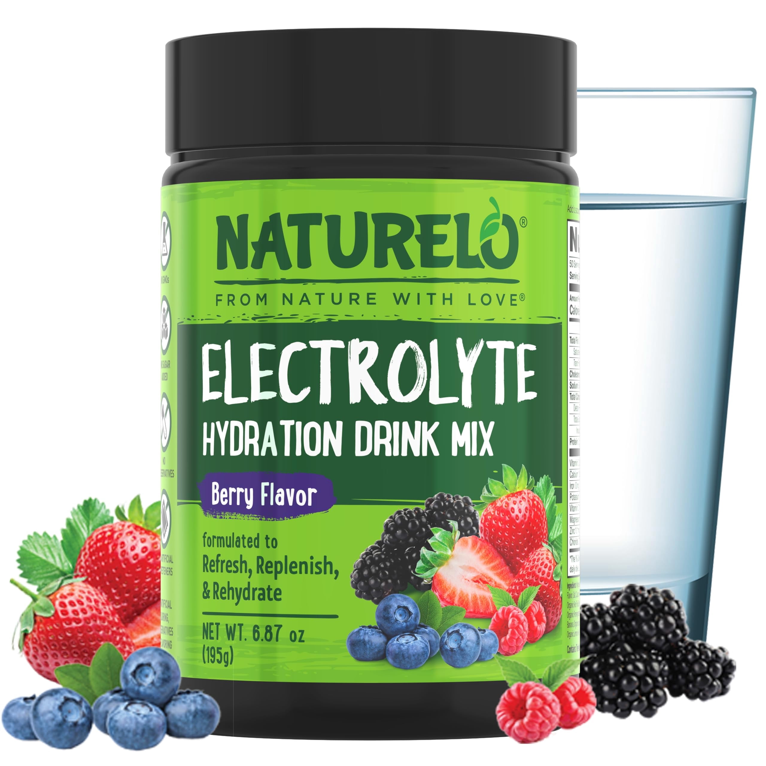NATURELO Electrolyte Powder, Hydration and Mineral Drink Mix, Sugar ...