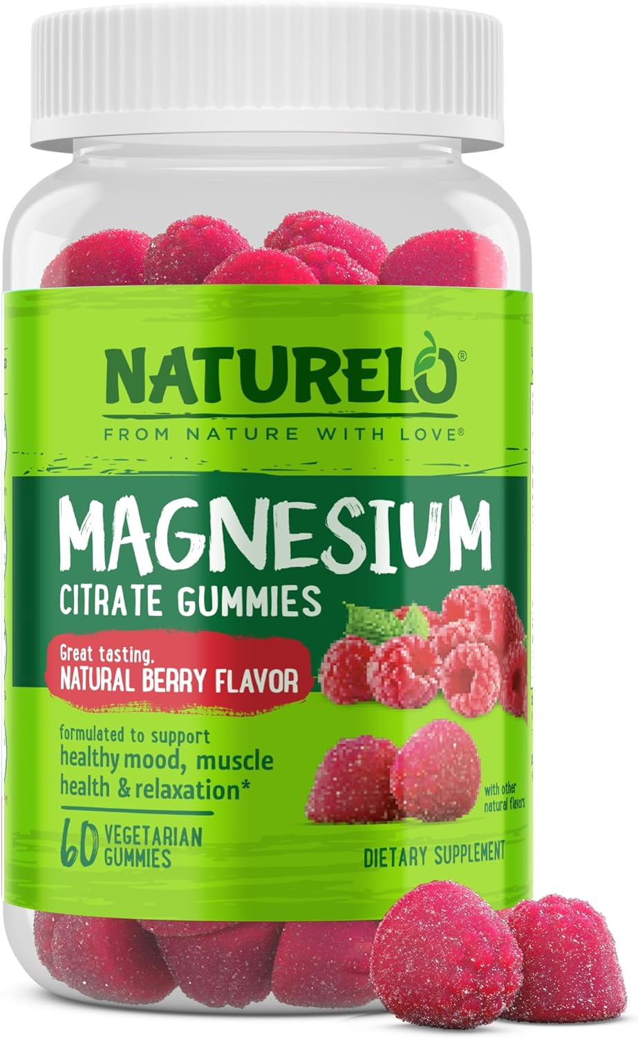 NATURELO Magnesium Citrate Gummies - for Calm & Relaxation Support, Natural Berry Magnesium ...