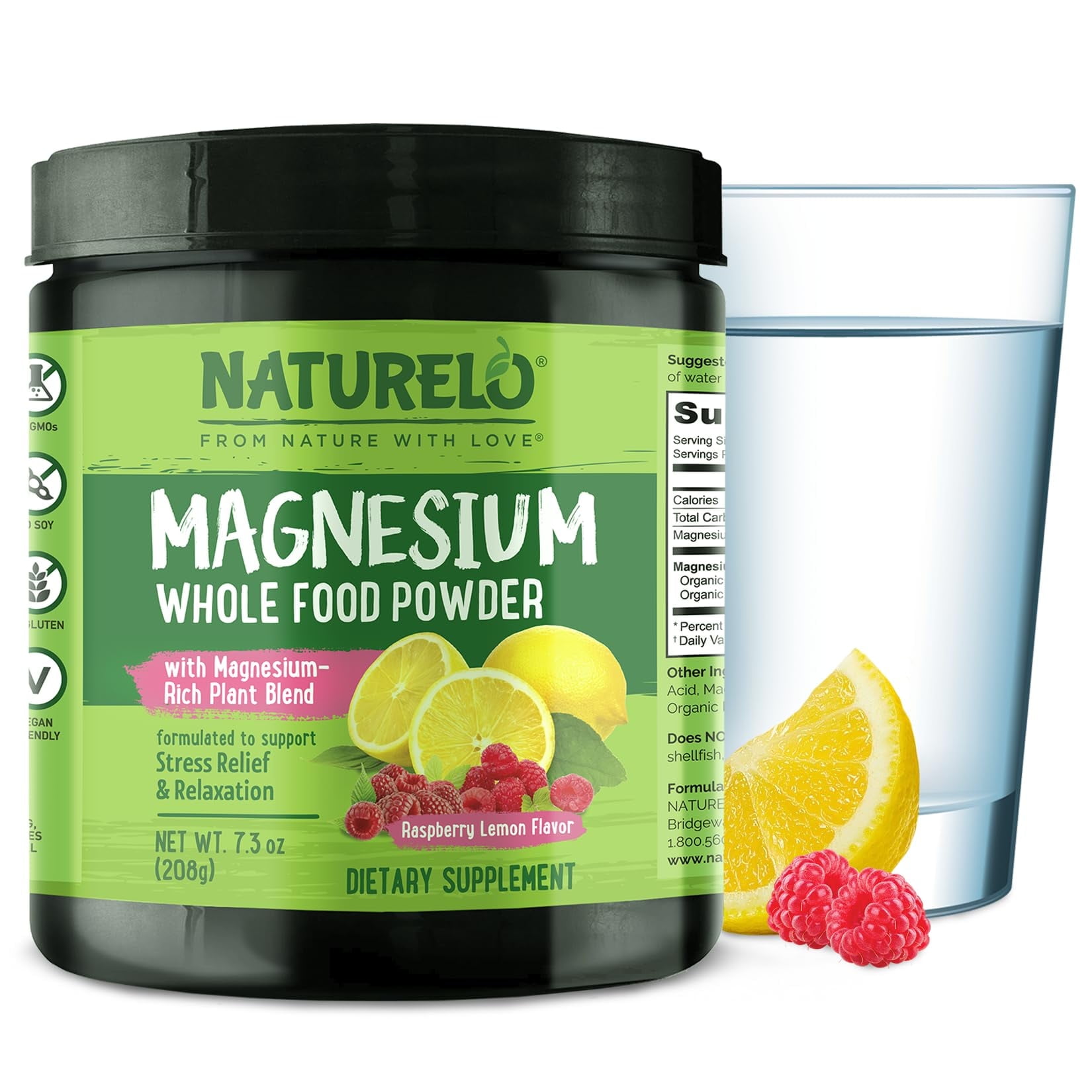 NATURELO Magnesium Powder - Whole Food Calm Magnesium Powder with ...