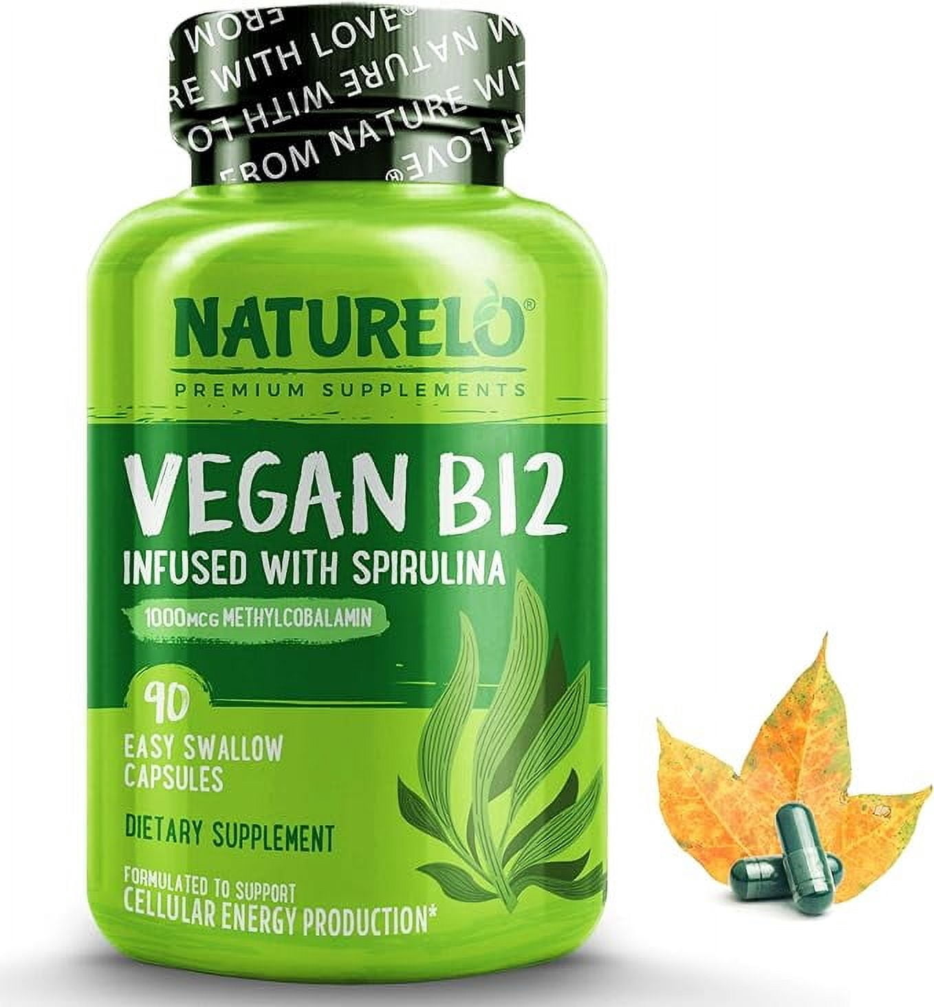 NATURELO Vegan B12 - Methyl B12 with Organic Spirulina - High Potency ...