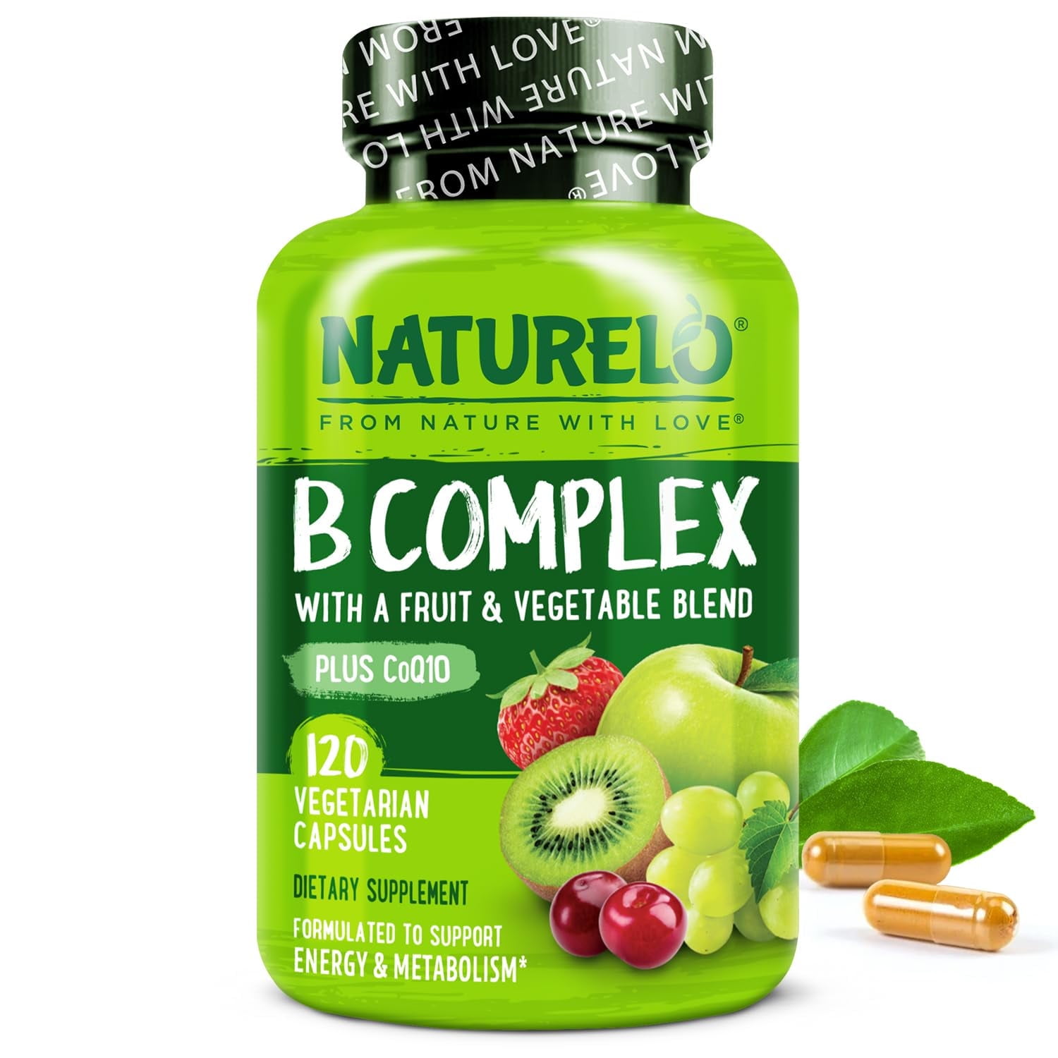 NATURELO Vitamin B Complex - B12, B6, Folate, Biotin, Choline, CoQ10 ...