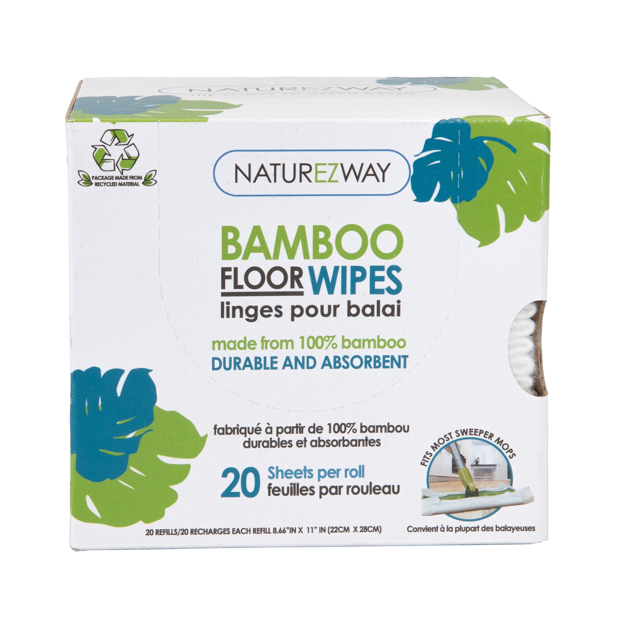 NATUREZWAY Bamboo Floor Wipes | 20 Sheets Per Box | Eco-Friendly ...