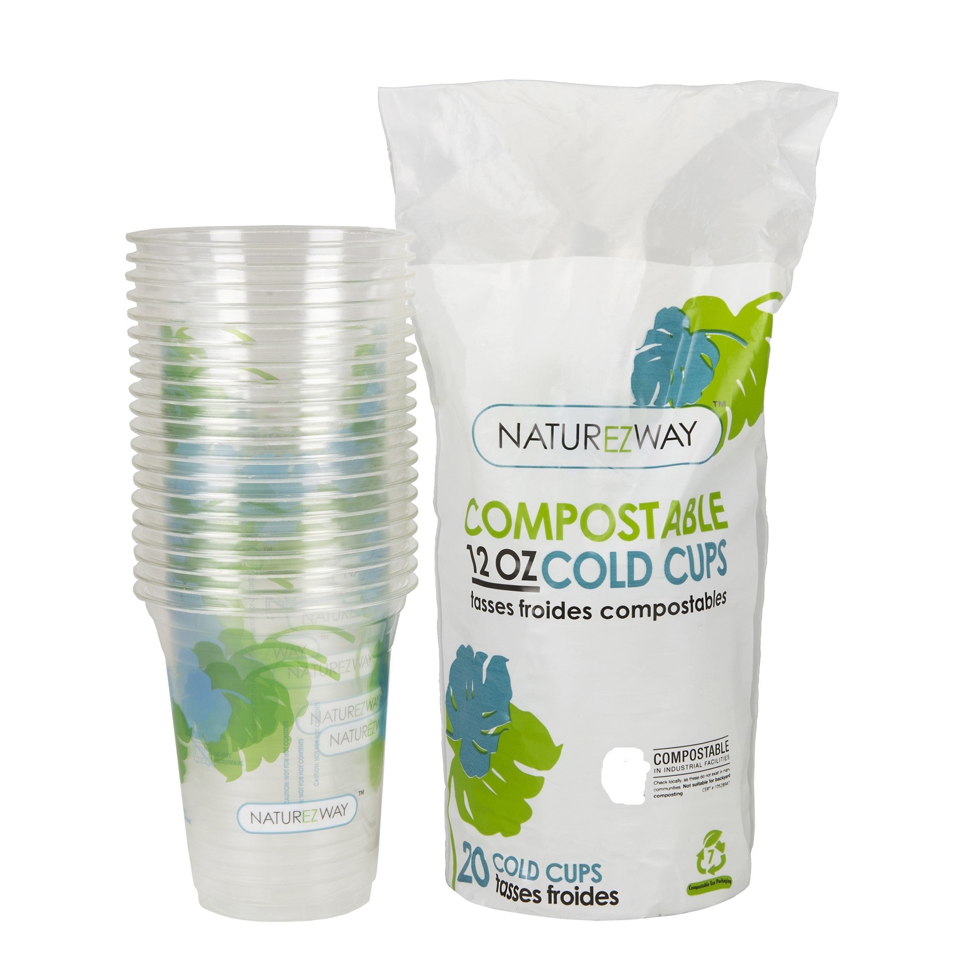 NATUREZWAY Compostable Disposable Cold Cups 12 oz.- not optimize ...