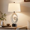 NATYSWAN 31.5-inch Tall Modern Table Lamp with Linen Shade, Bedside ...
