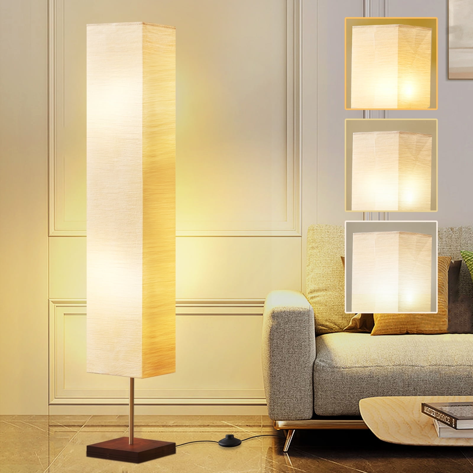 NATYSWAN Unique Tall Beige LED Floor Lamp, Modern Column Standing Lamp ...