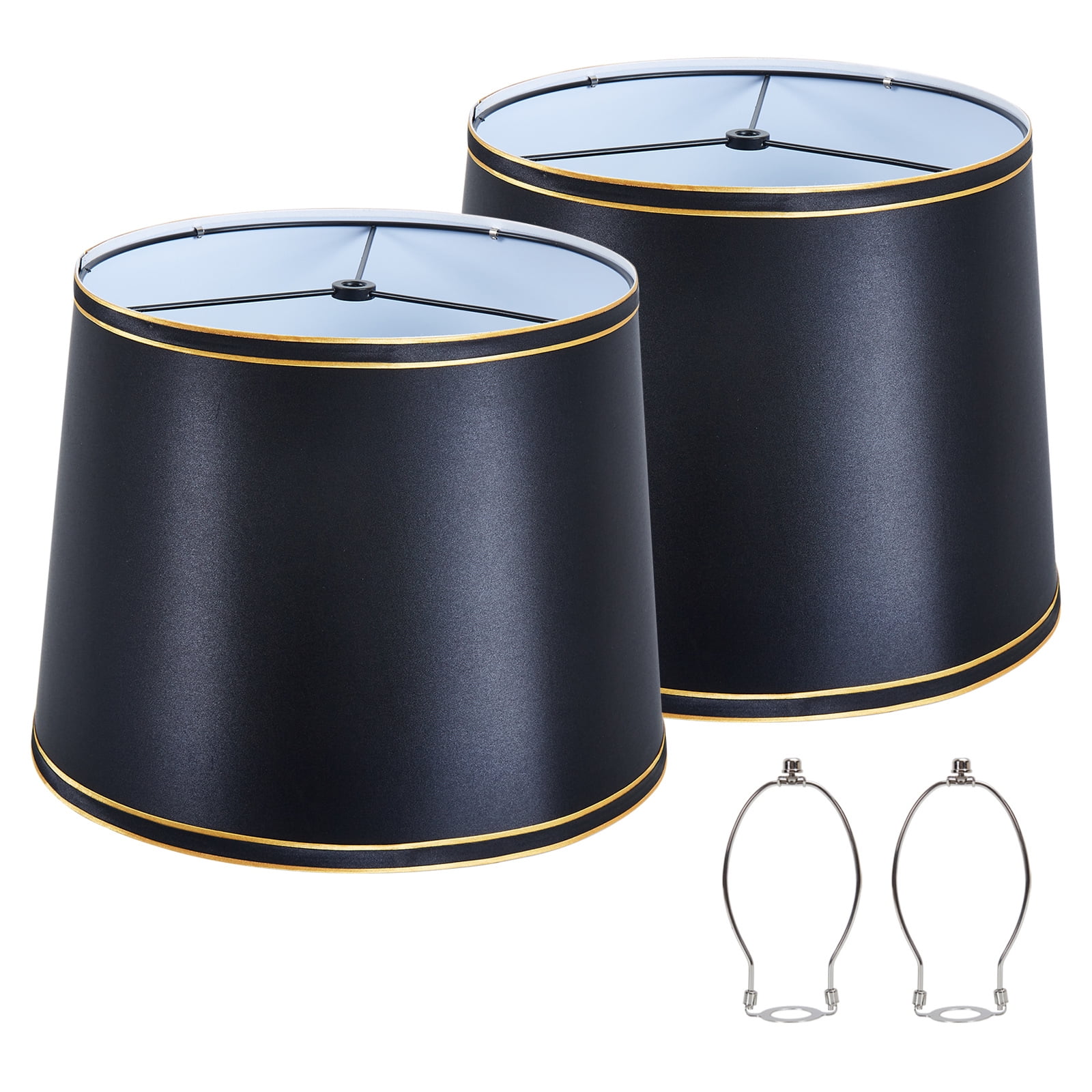 NATYSWAN Black Drum Lamp Shades Set of 2,Modern Linen Lampshade for ...