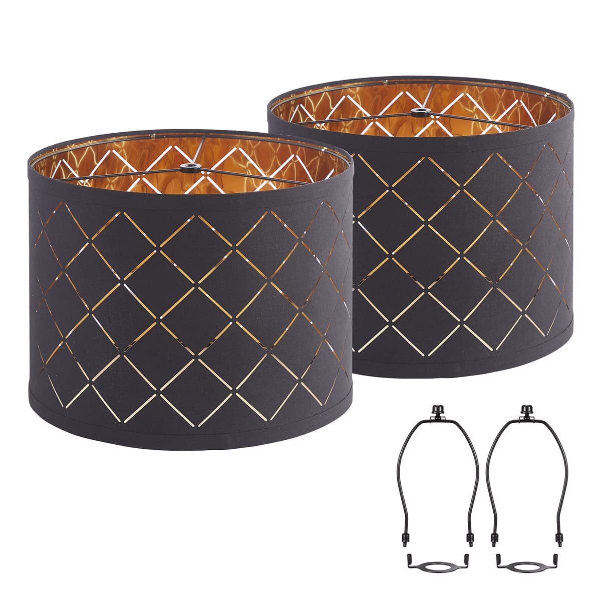 NATYSWAN Black Lampshades for Table Floor Lamp, Medium 12.7" Top x 12.7 ...