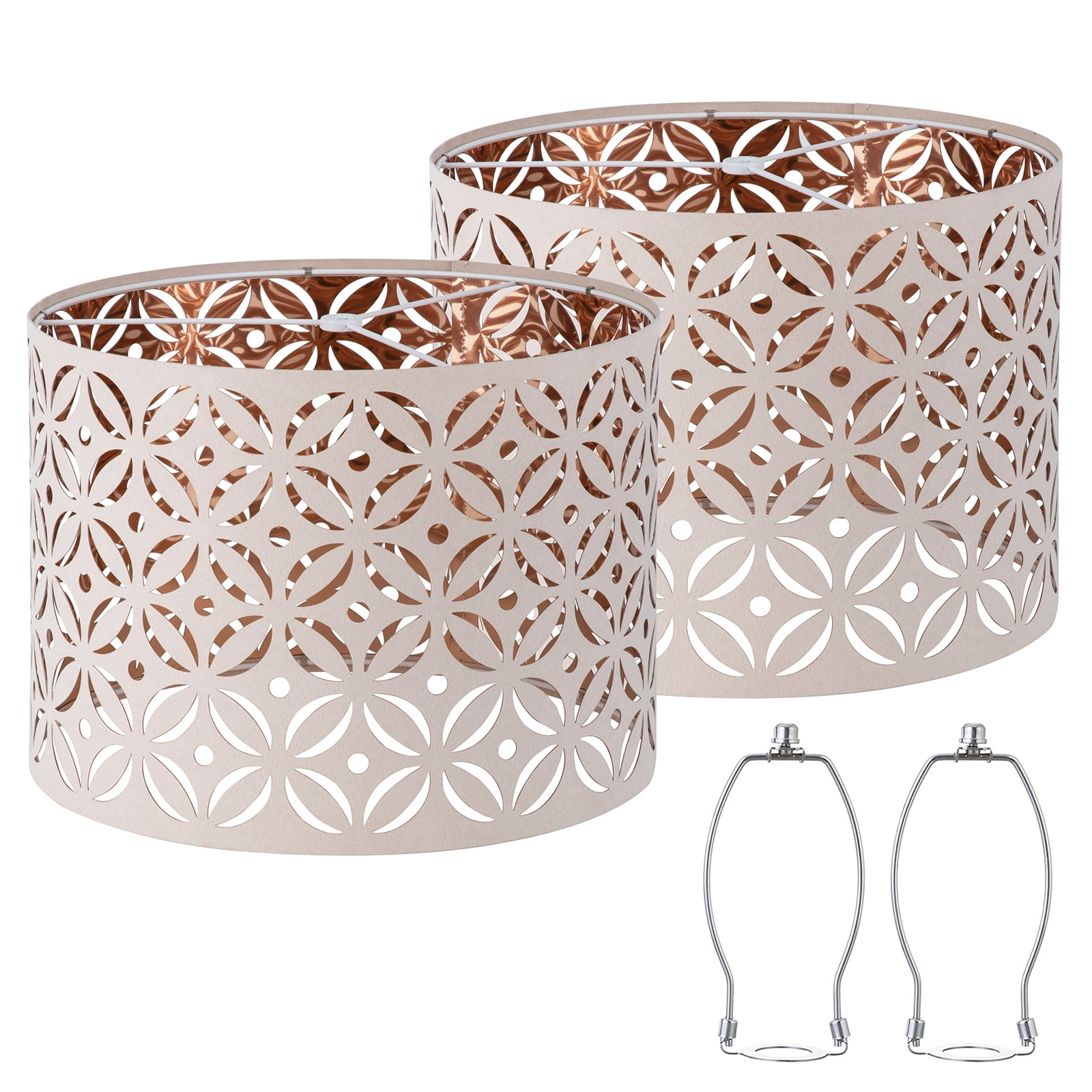 NATYSWAN Pink Lamp Shades Set of 2, Universal Drum Lampshades for Table ...