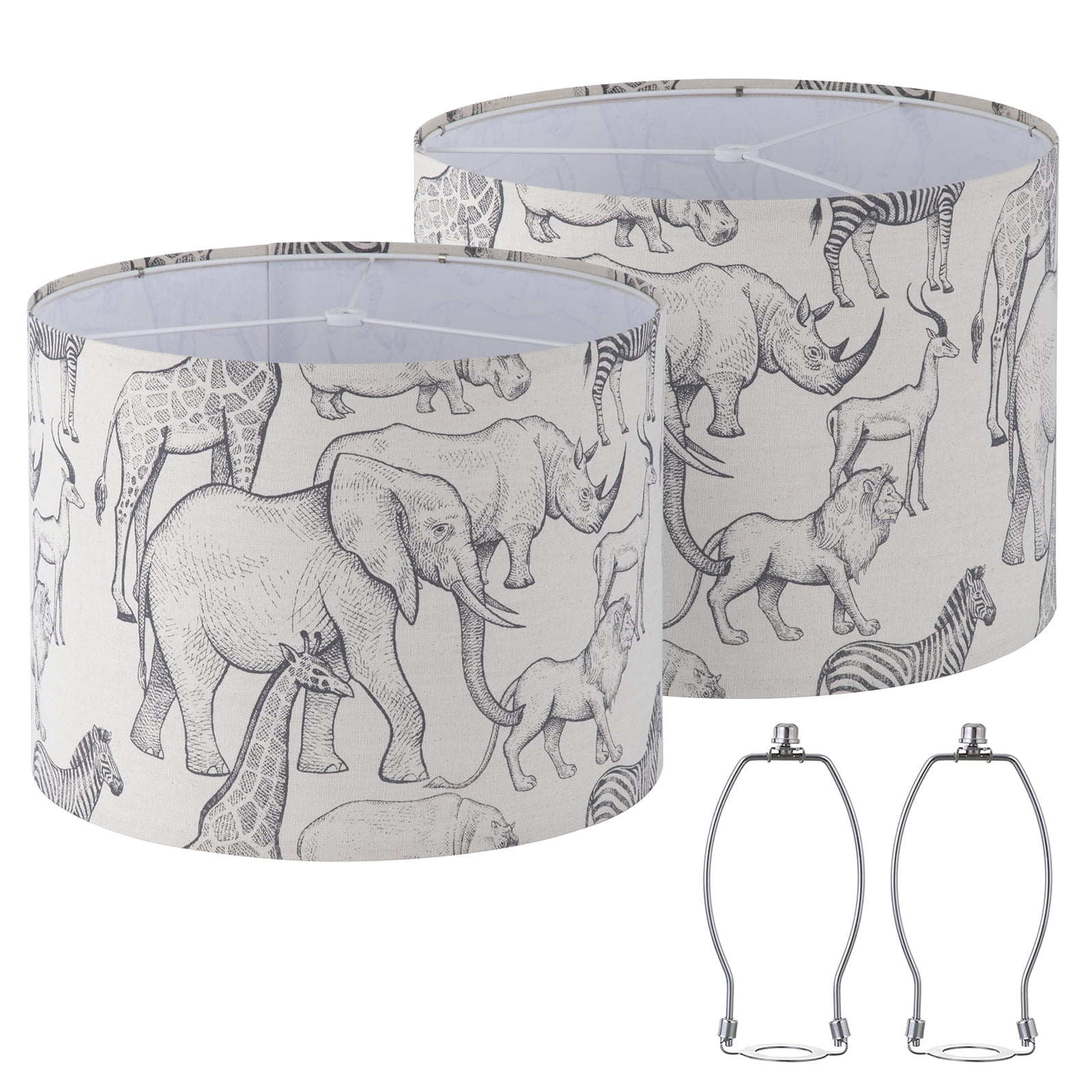 NATYSWAN Lamp Shade with Elephants pattern, Drum Lampshades set of 2 ...