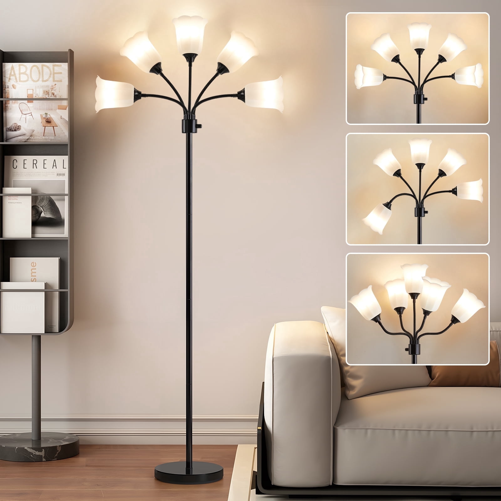 NATYSWAN Medusa LED Floor Lamp, Multi Head Modern Tall Lamp with ...