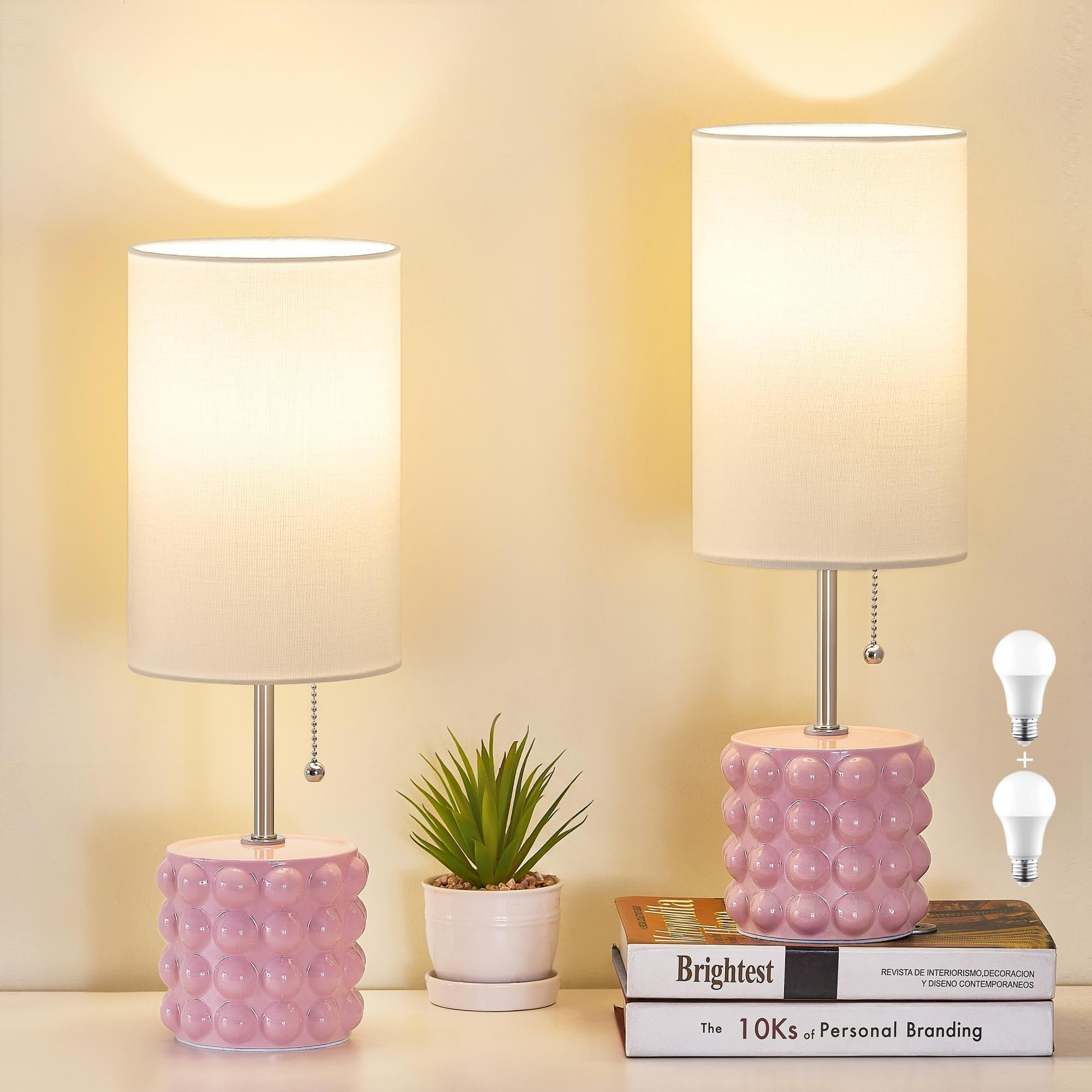 NATYSWAN Modern Table Lamps for Living Room Set of 2, Ceramic Dimmable ...