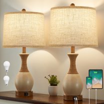 Free Shipping! Oneach 3 Way Dimmable Table Lamp Set of 2 with USBC+A ...