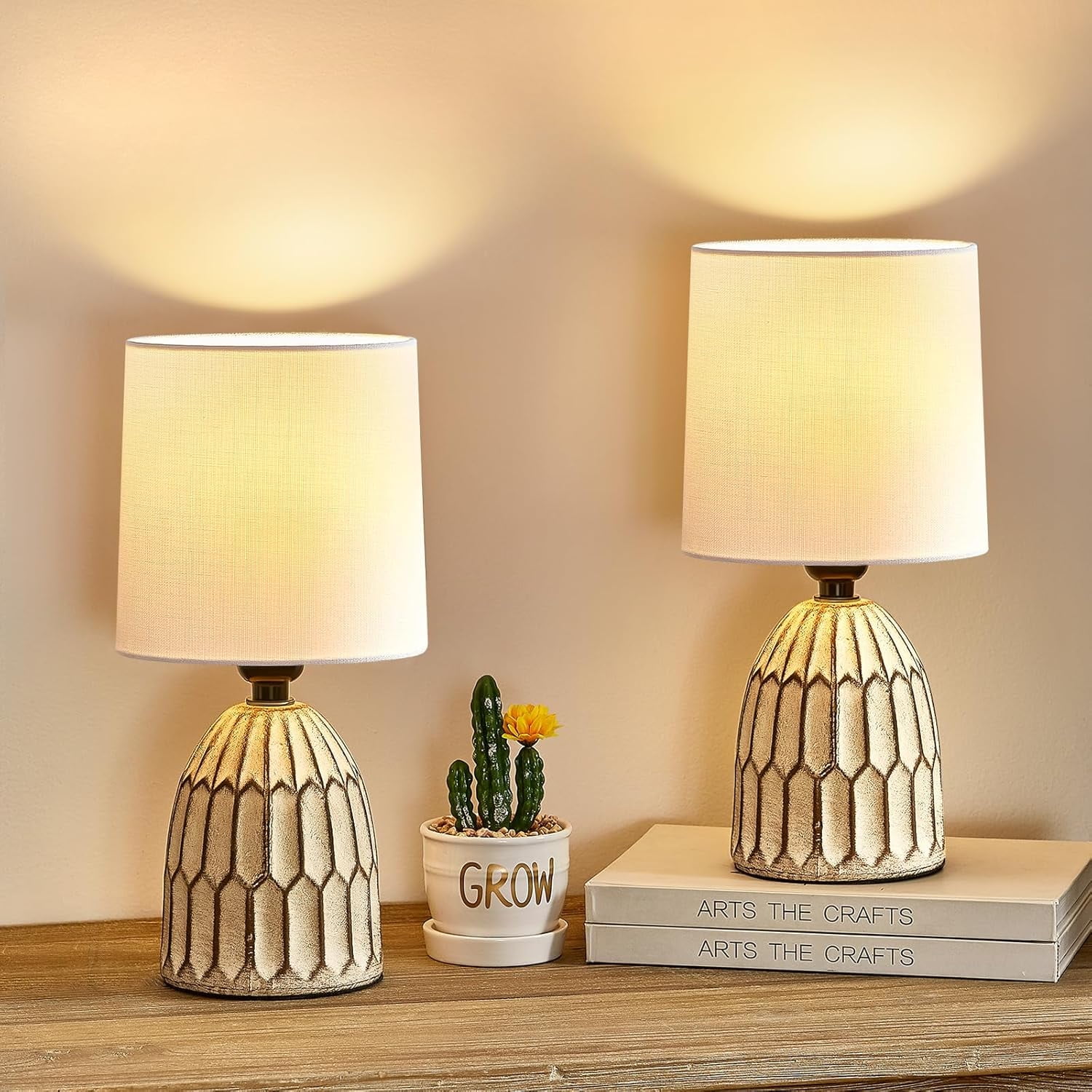 NATYSWAN Table Lamps Set of 2-13.5" Small Boho Lamp - Bedside Lamps ...