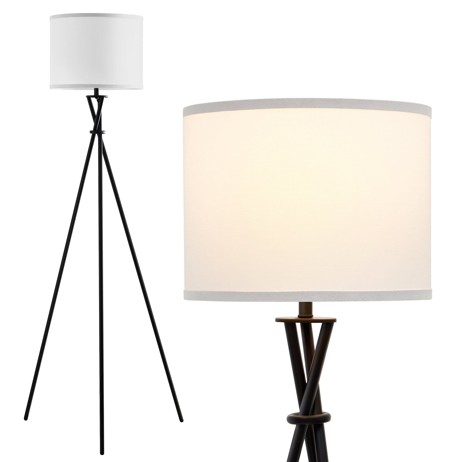 NATYSWAN Tripod Floor Lamp, Mid Century Black Standing Lamp, Modern ...