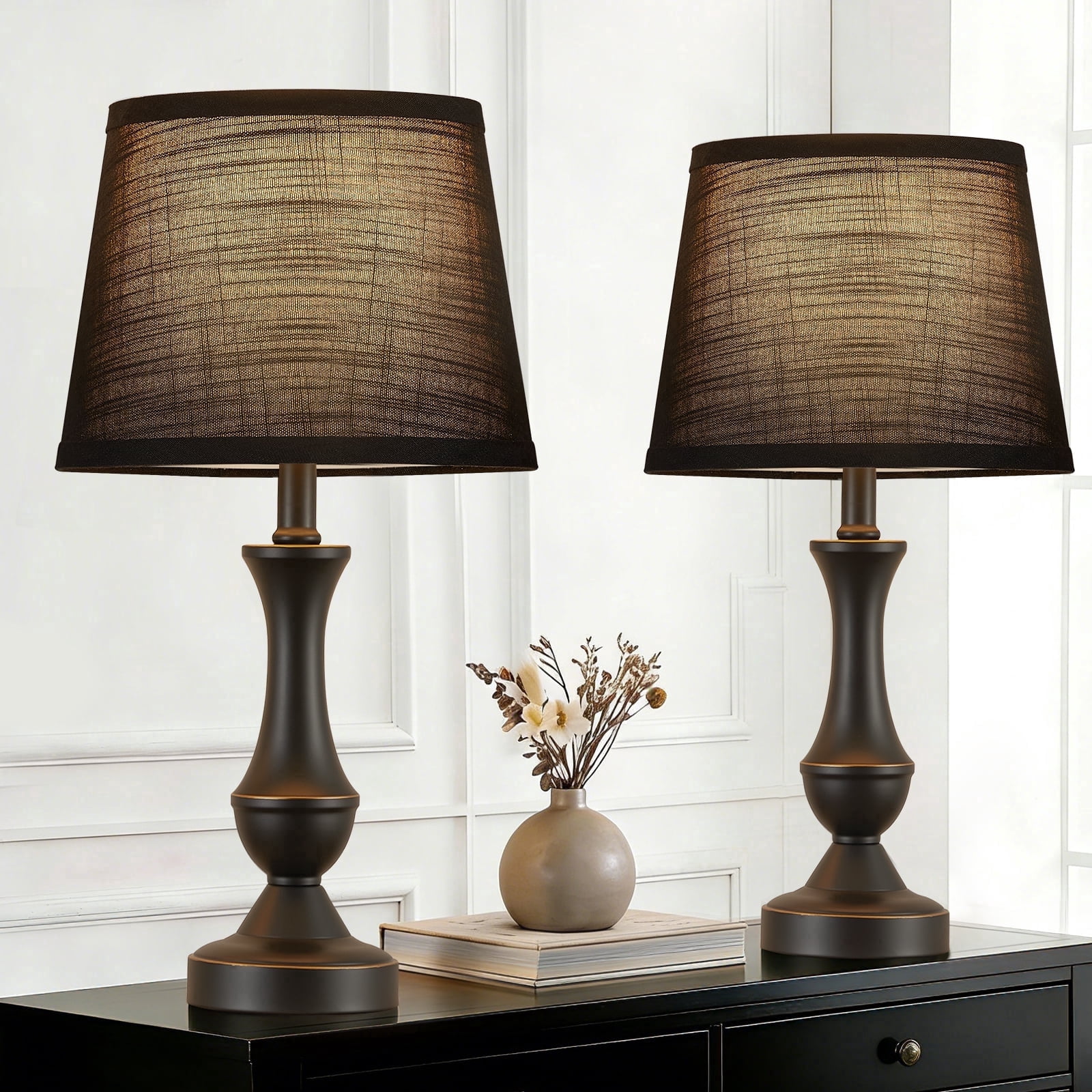 NATYSWAN, Table Lamp, 19 inches, Set of 2, Modern Bedside Lamps ...