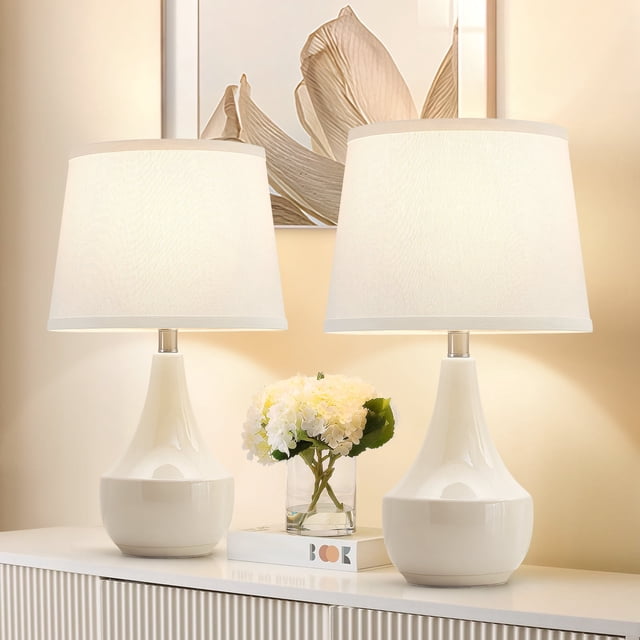 NATYSWAN Table Lamp Set of 2, 18.63in Ceramic Table Lamp Classic Beside ...