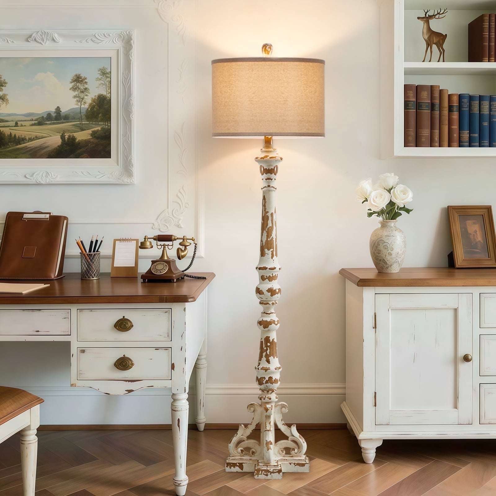 Modern minimalist floor lamp, 62.75" Tall Standing Lamps,Linen ...