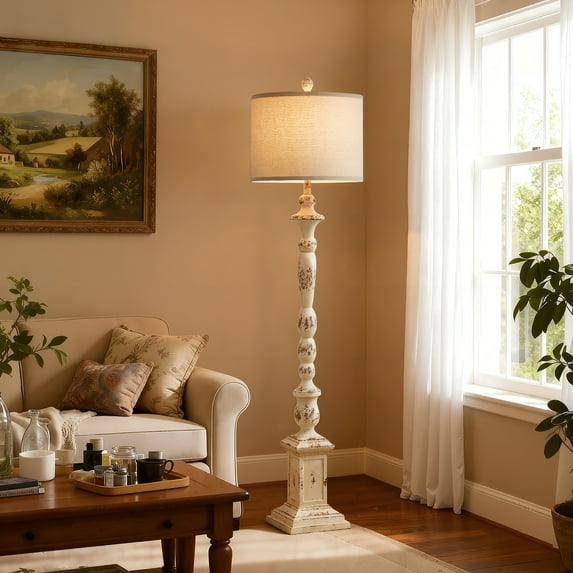 Modern minimalist floor lamp, 64.5" Tall Standing Lamps,Linen Lampshade ...