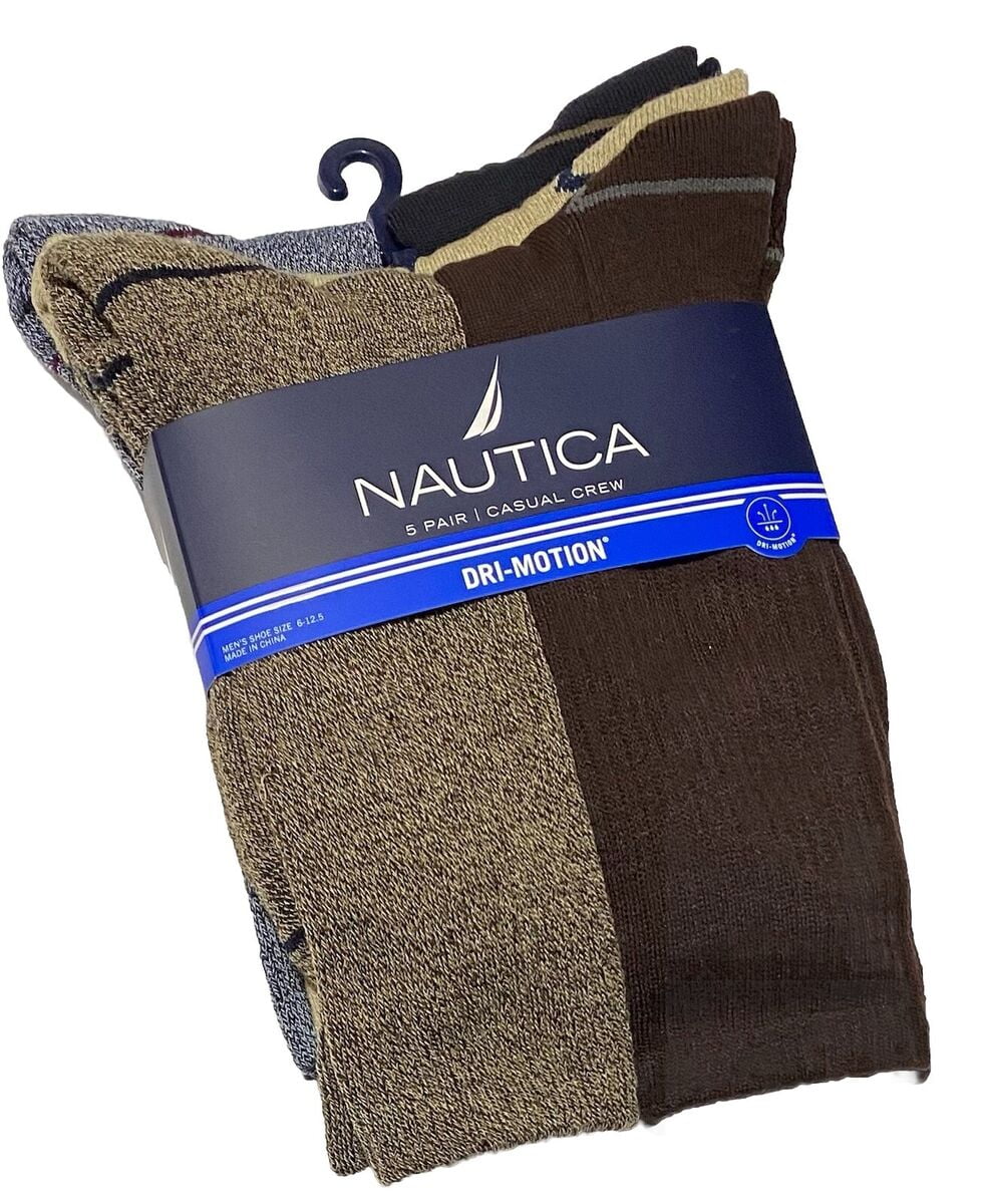 NAUTICA® Men's 5 PAIR CASUAL CREW SOCKS "DRI-MOTION" - Walmart.com