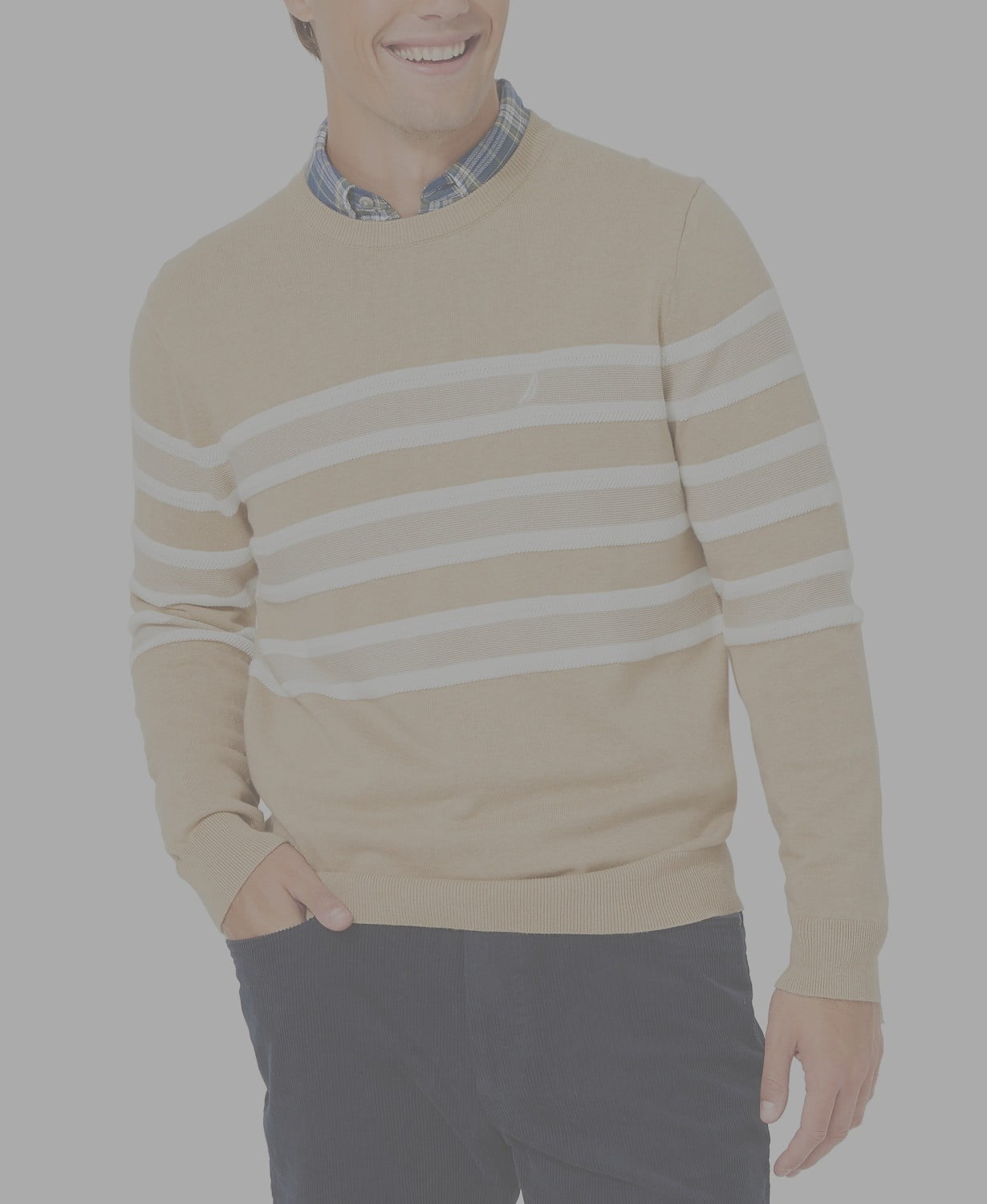 NAUTICA Men's Heather Sandy Bar Textured Stripe Crew Neck Sweater,XXL ...