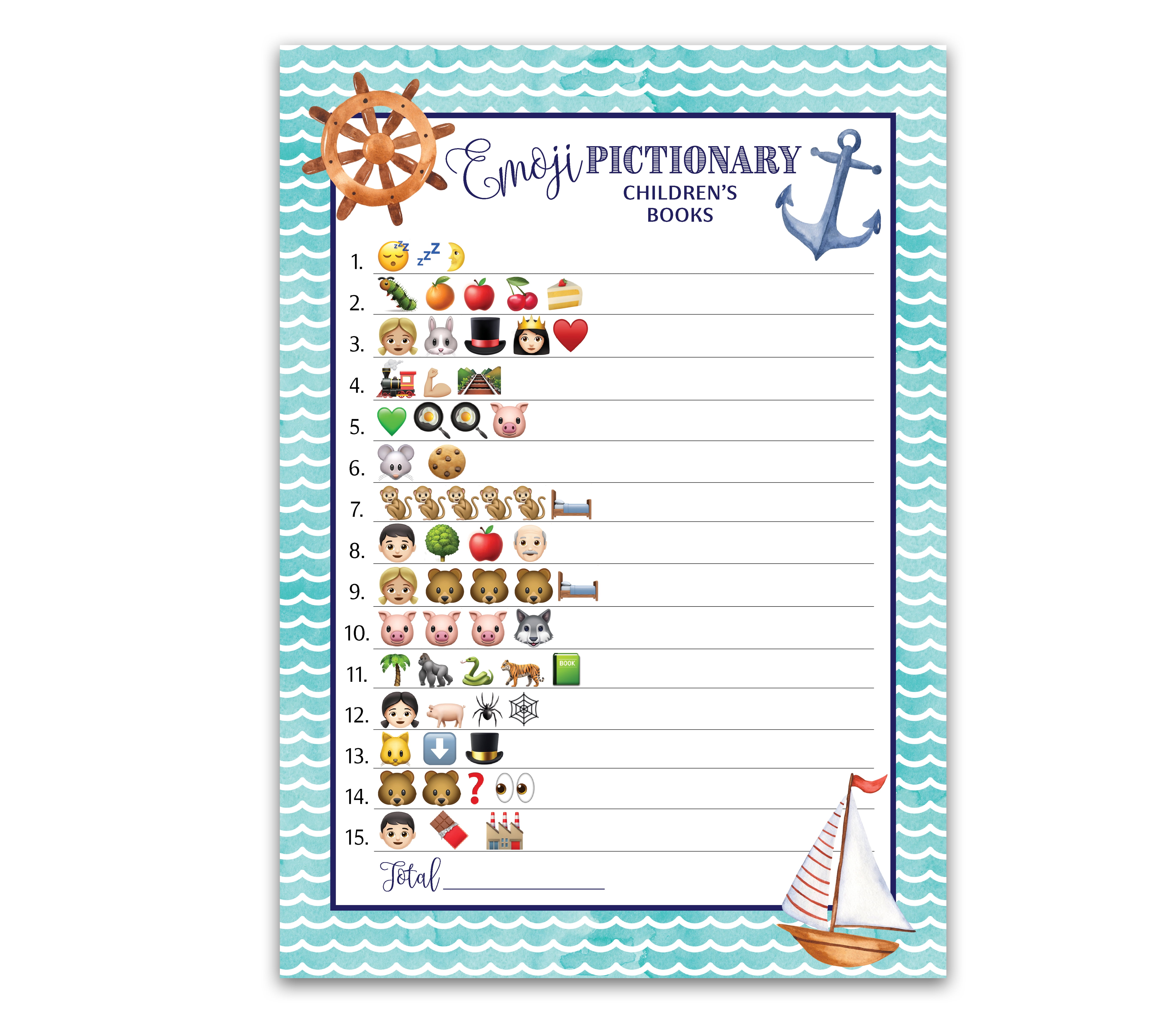 NAUTICAL Emoticons Game — Pack of 25 —Emoticons Pictionary Children's ...