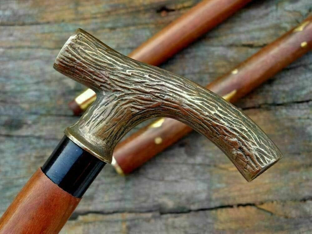 NAUTICALMARTUS Antique Brass Designer Handle Vintage Style Cane Wooden ...