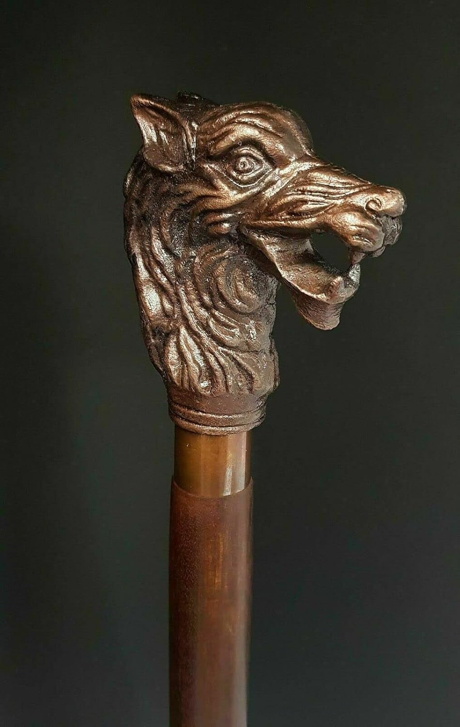 NAUTICALMARTUS Antique Wolf Head Handle Victorian Style Wooden Walking ...