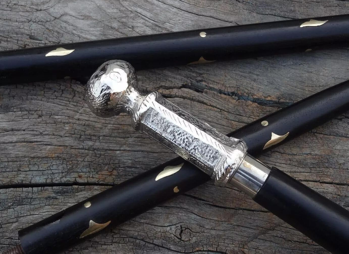 NAUTICALMARTUS BY Antique Silver Finished Long Head Handle Wooden ...