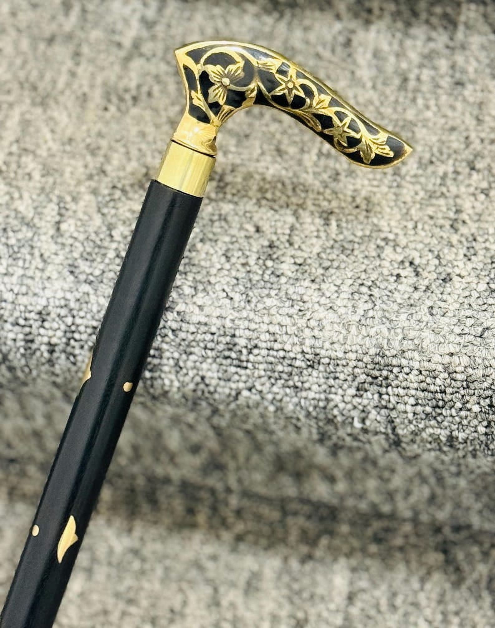 NAUTICALMARTUS BY Vintage Style Brass Black Designer Head Handle Wooden ...