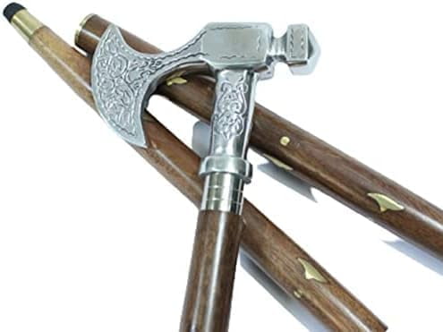 NAUTICALMARTUS Solid Brass Anvil Axe Cane Head Handle Victorian Style ...