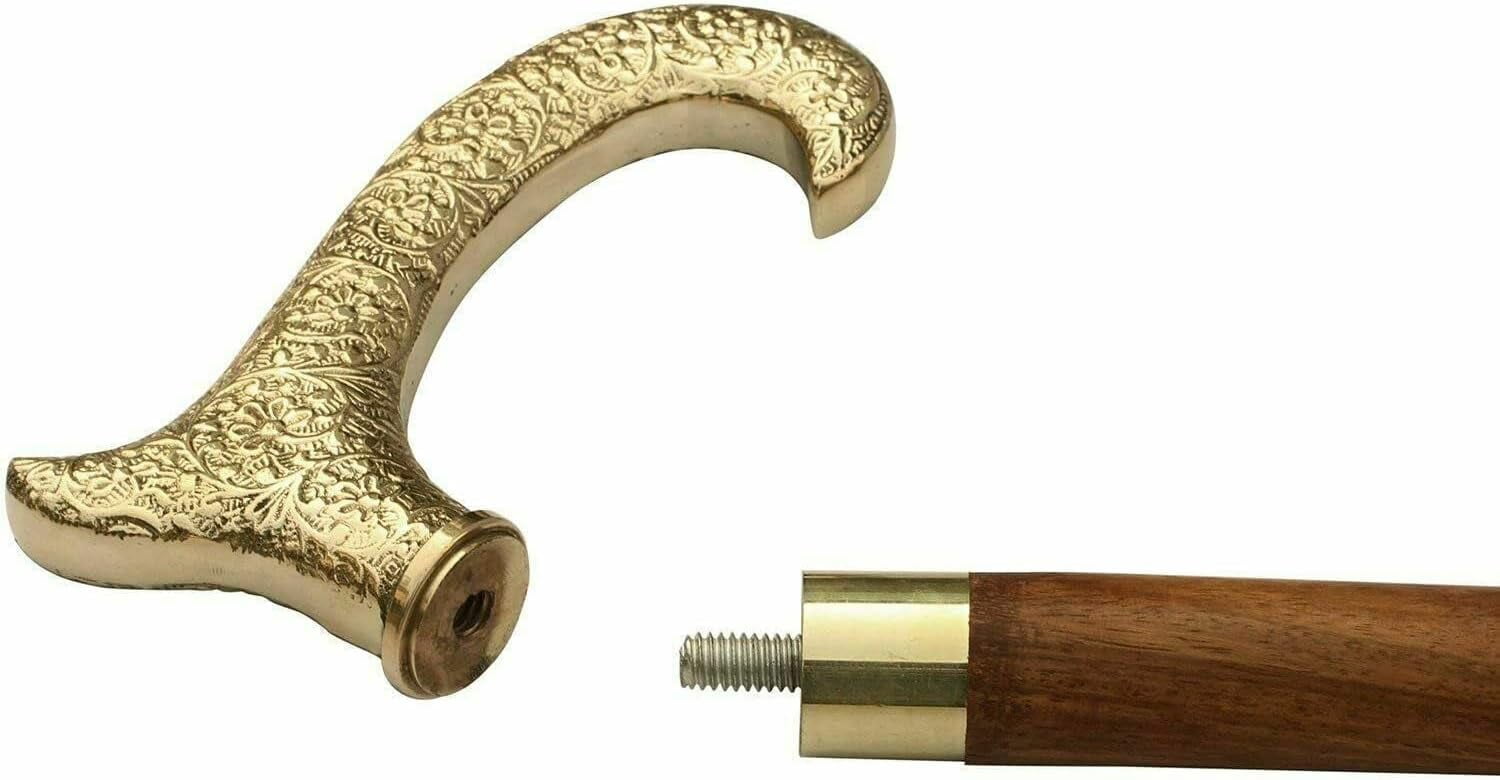 NAUTICALMARTUS Vintage Brass Gold Victorian Head Handle Designer Cane ...