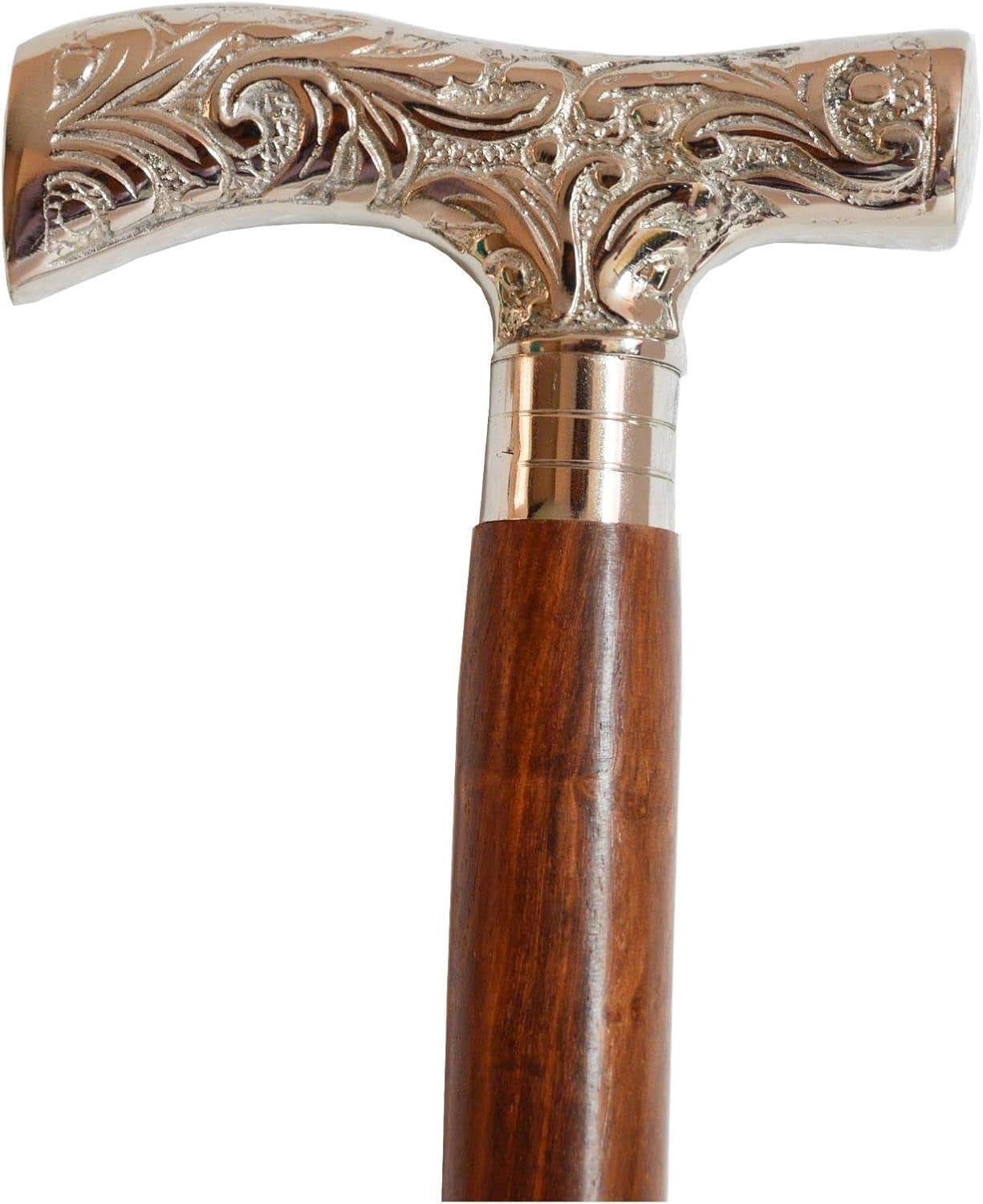 NAUTICALMRTUS Vintage Silver Brass Finish Handle Cane Wooden Derby ...