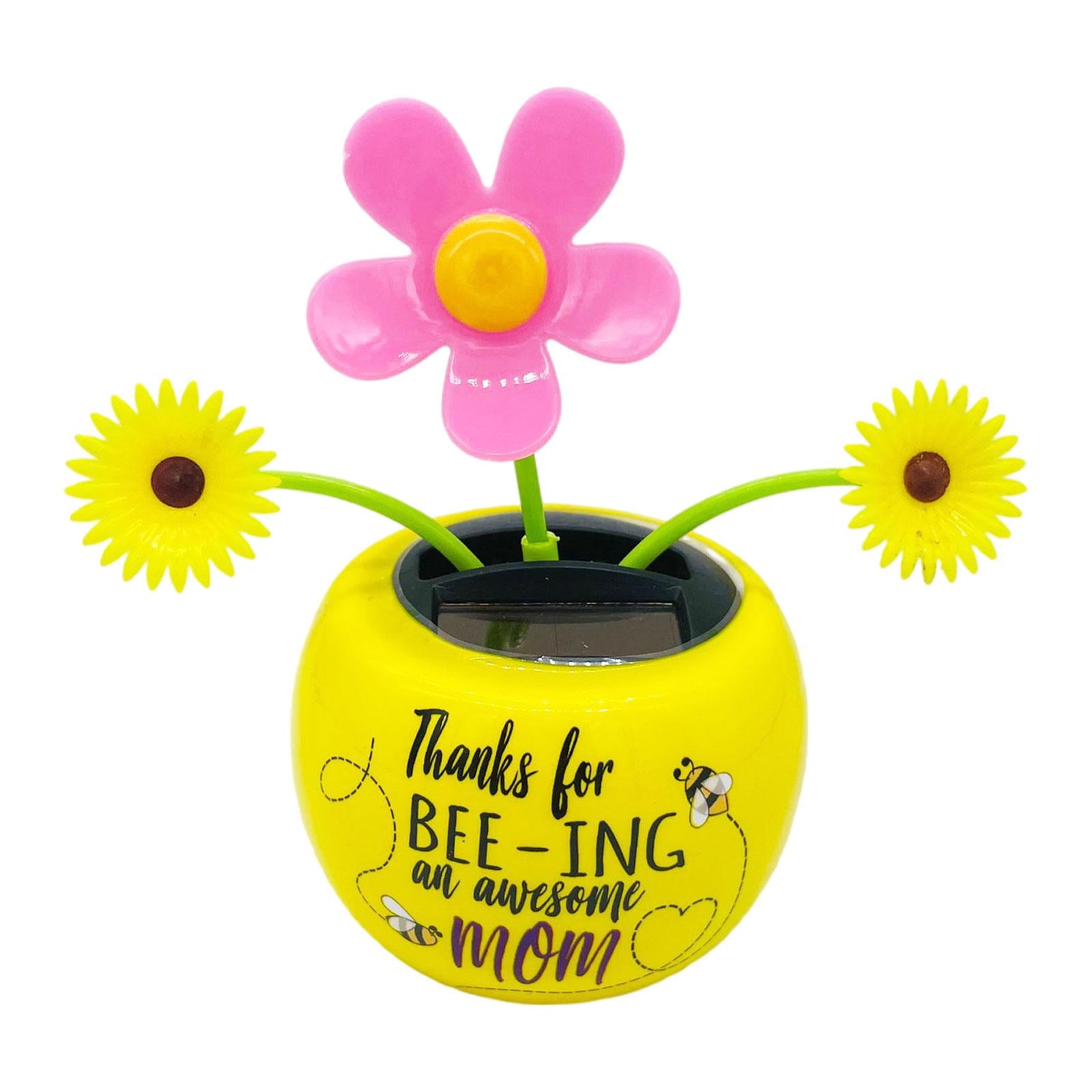 NAUXIU Solar Powered Automatic Swing Dancing Flower Car Dashboard ...