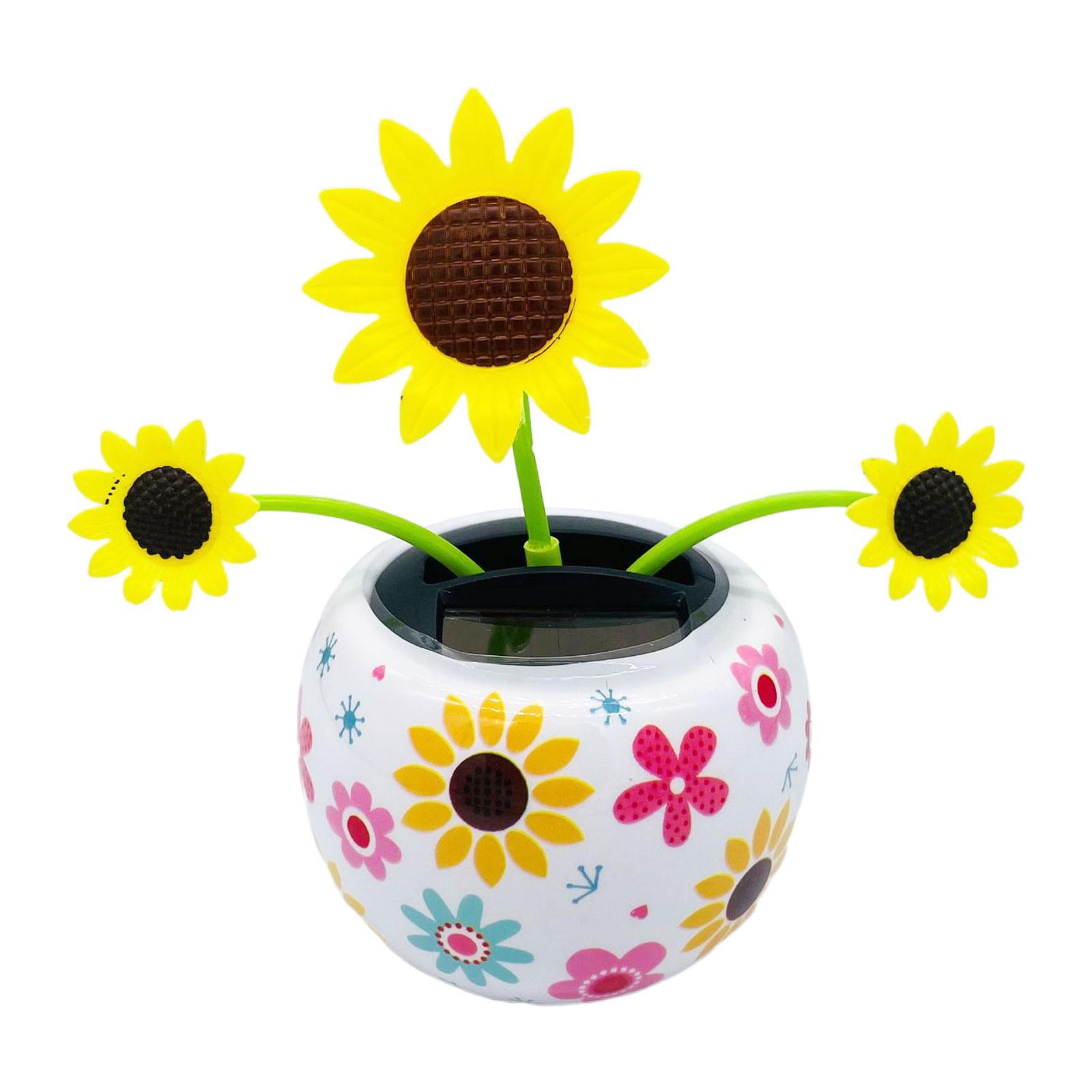 NAUXIU Solar Powered Automatic Swing Dancing Flower Car Dashboard ...