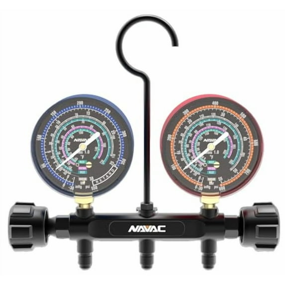 NAVAC NMG12A - Pro Manifold Gauge, Analog (R-454B, R-32, R-410A, R-22 ...