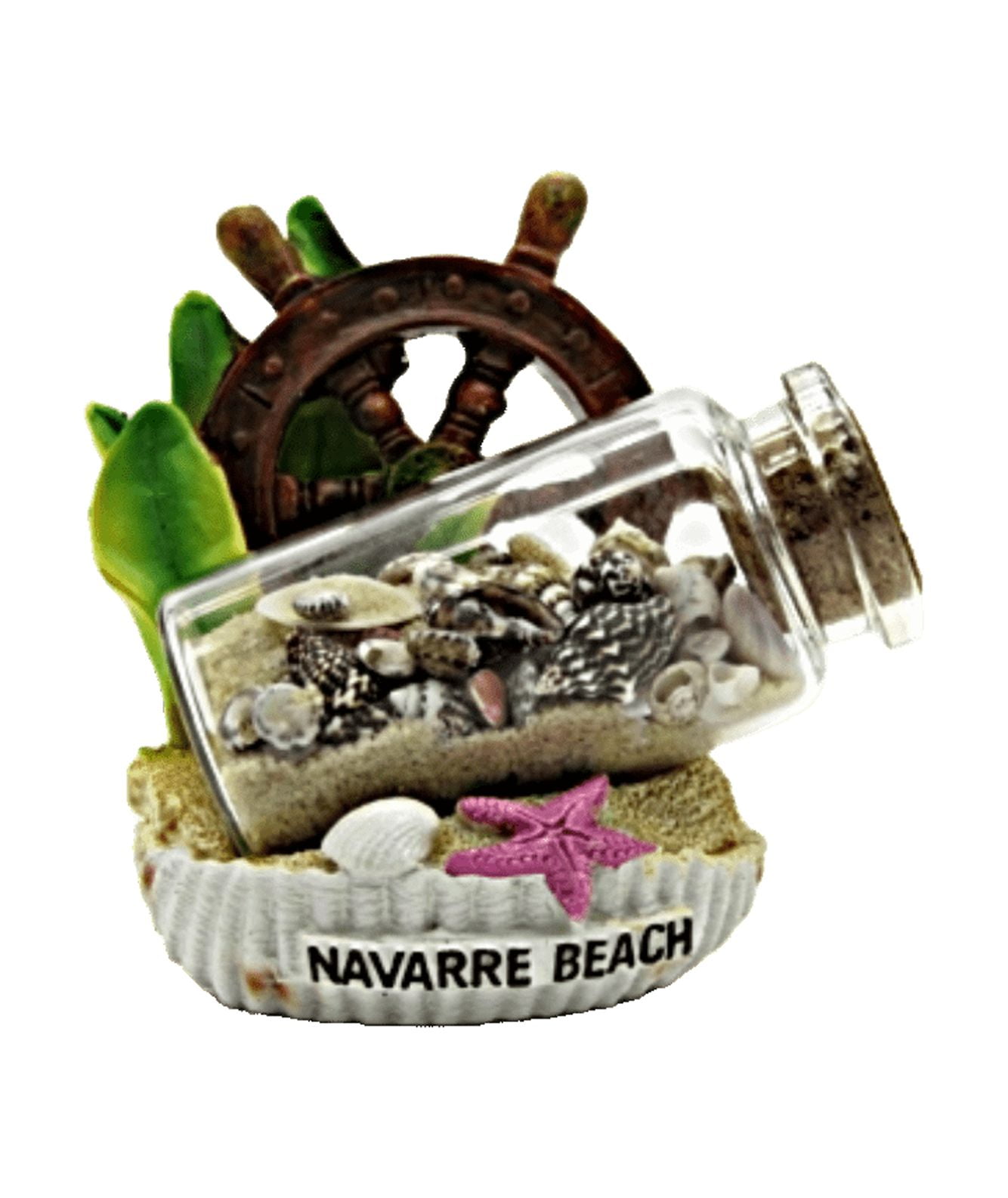 Figurine Multicolor Ship Wheel S Shell Bottle Navarre-Beach Hut Inc. Br ...