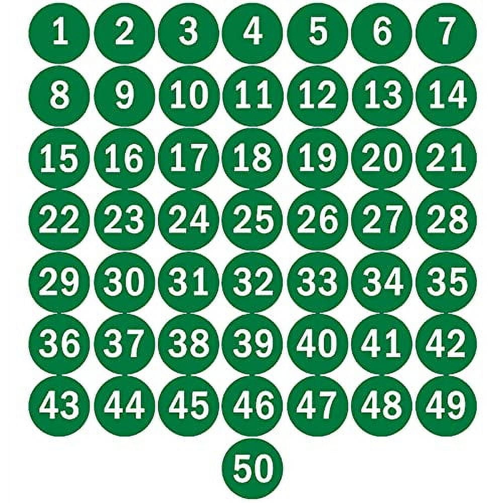 NAVAdeal 2" & 3â€ Round Number 1-50 Adhesive Stickers in Blue, Red ...